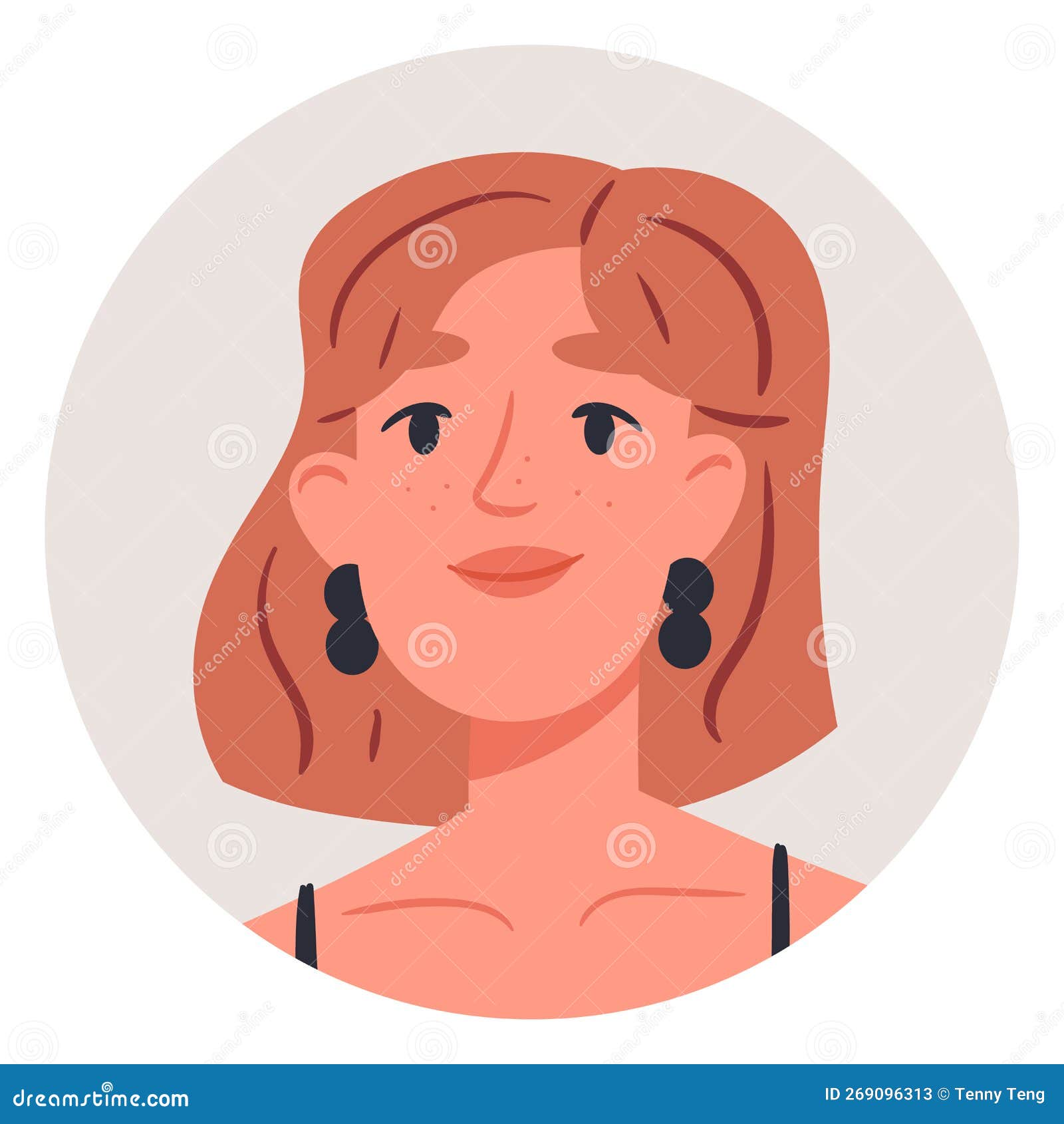 Cartoon Female Avatar Young Beautiful Fair Haired Woman Portrait Cute Girl Flat Vector