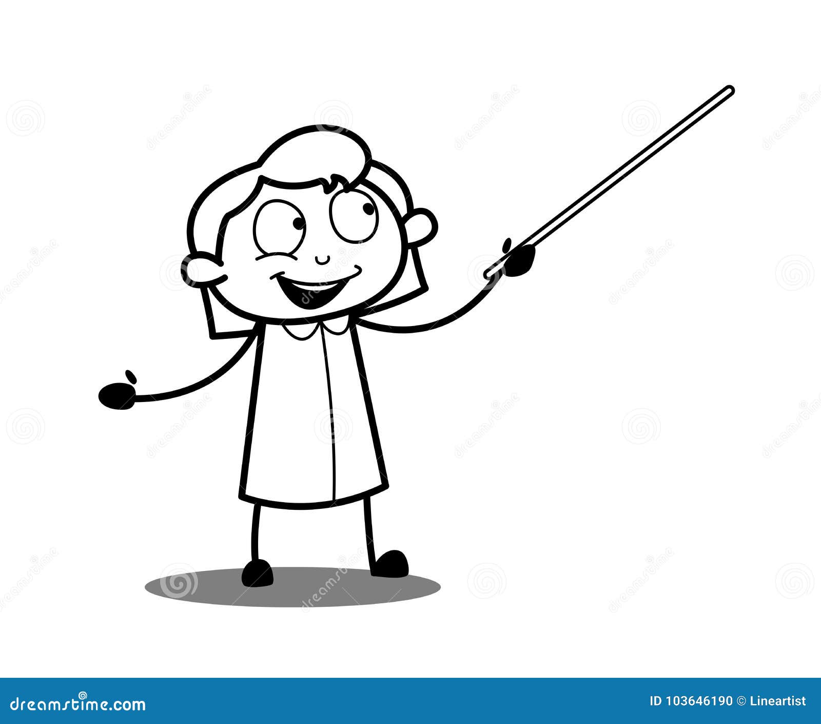 Cartoon Female Employee Pointing with Stick Stock Illustration ...