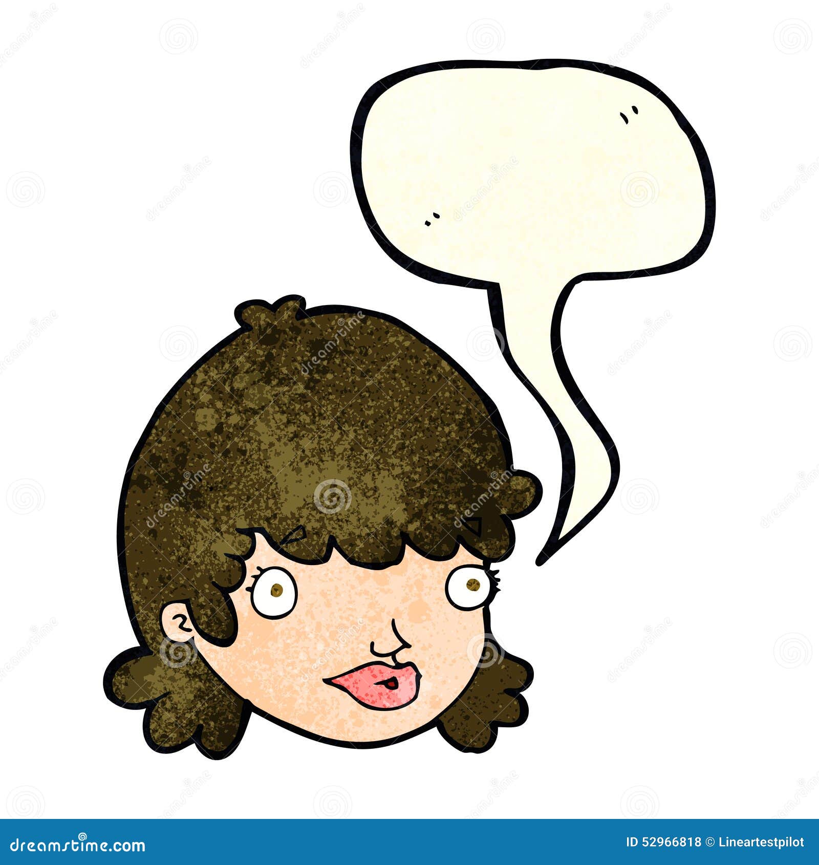 Cartoon Female Face with Surprised Expression with Speech Bubble Stock ...