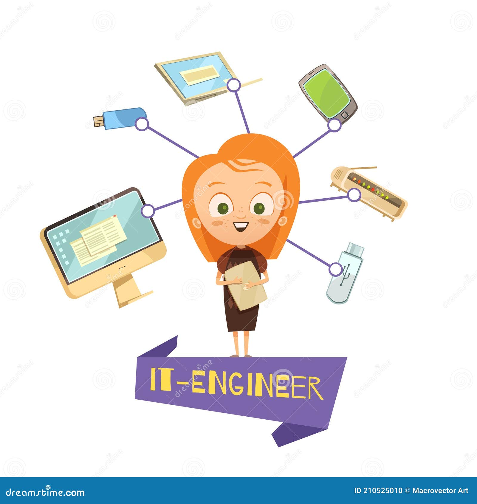Cartoon Female Figurine of it Engineer Stock Vector - Illustration of ...