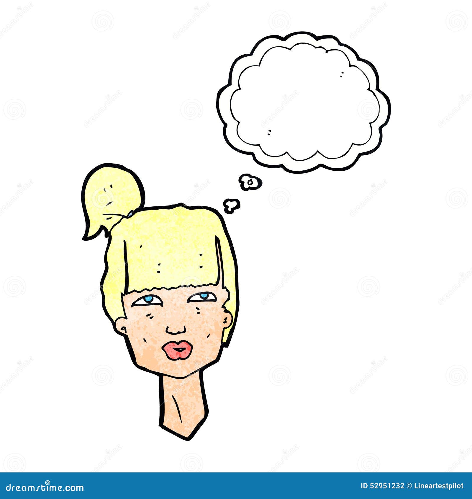 Cartoon Female Head with Thought Bubble Stock Illustration ...