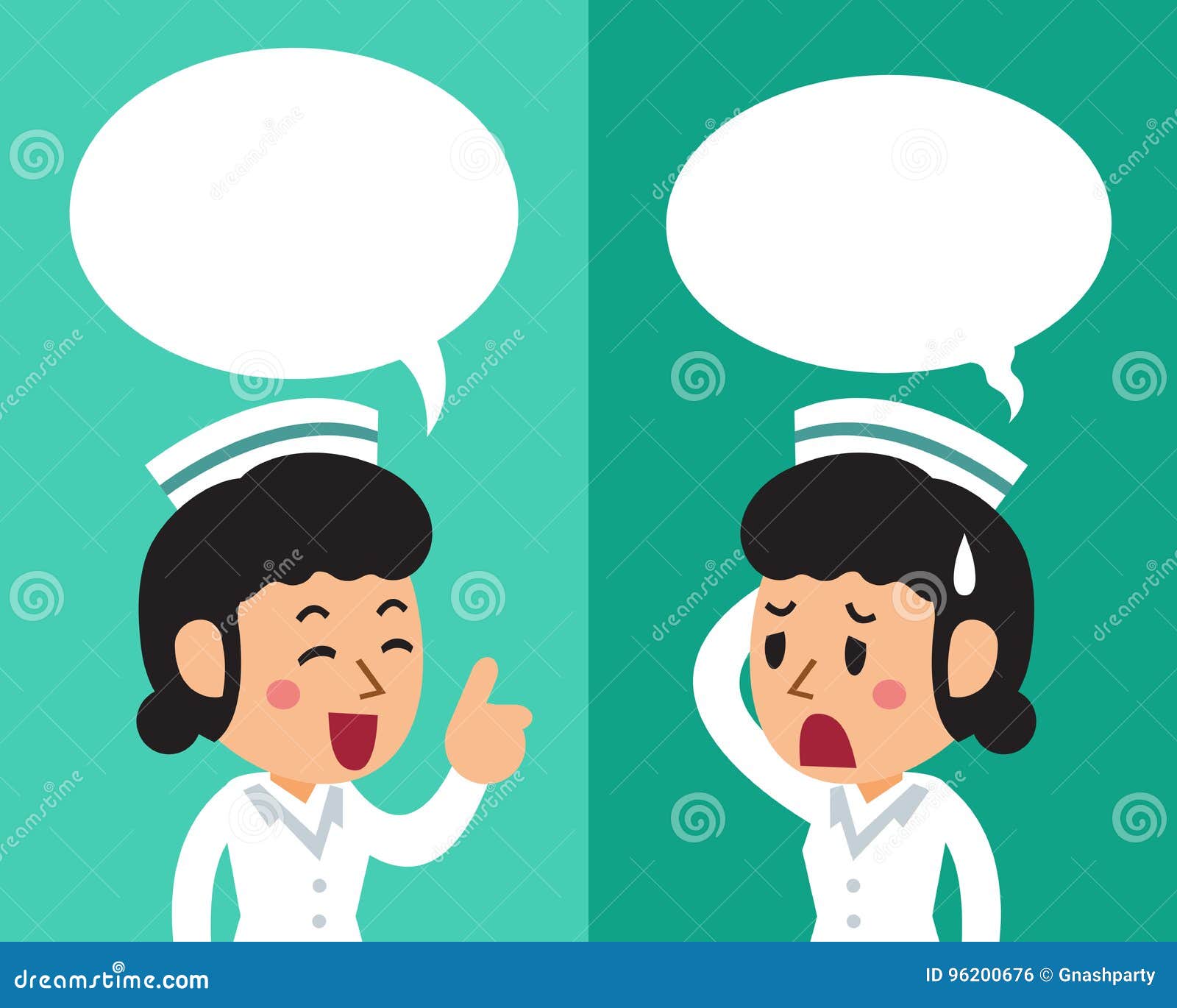 Cartoon a Female Nurse Expressing Different Emotions with Speech ...