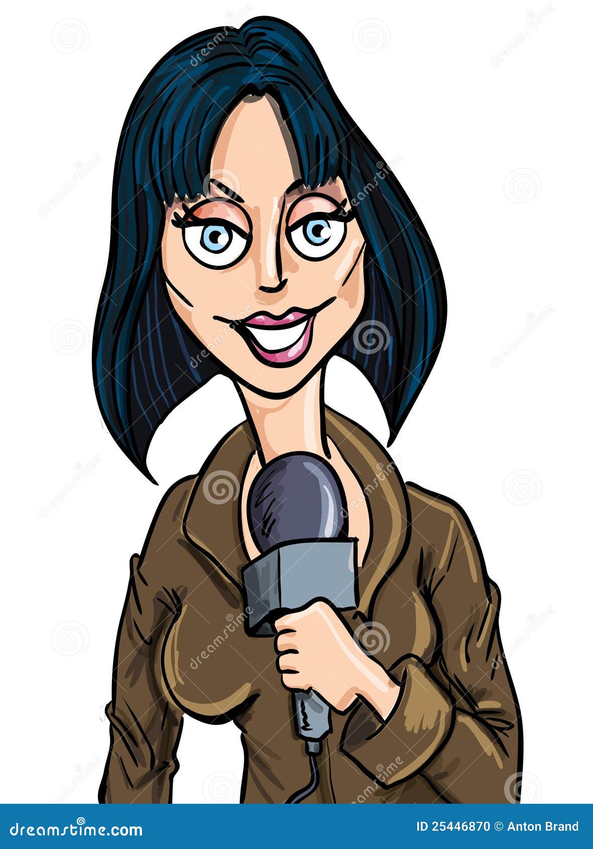 Cartoon Female Reporter With Microphone Stock Illustration - Image ... Cartoon Female Reporter With Microphone Stock Illustration - Image ...