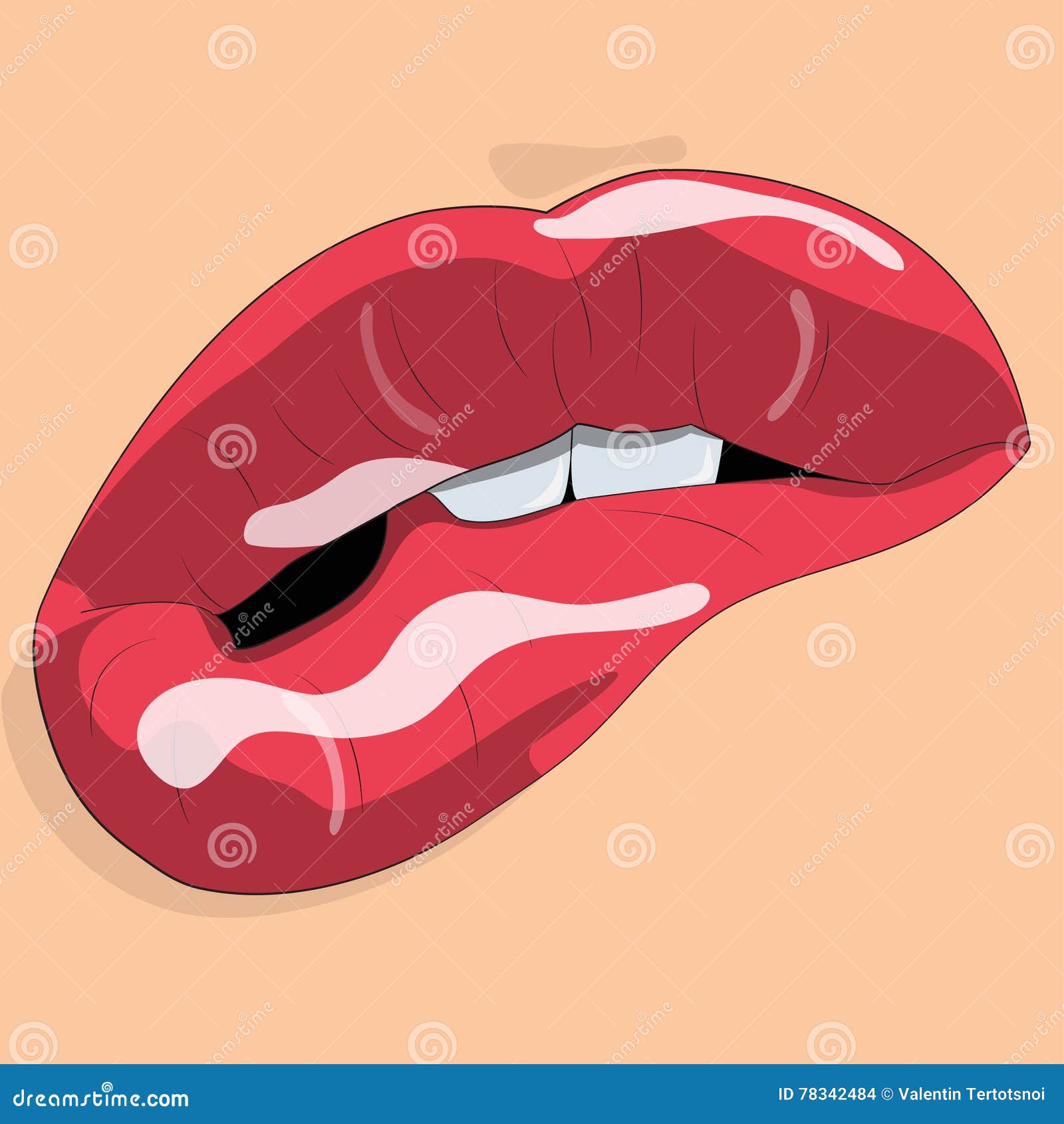 Cartoon female red lips stock vector. Illustration of people - 78342484