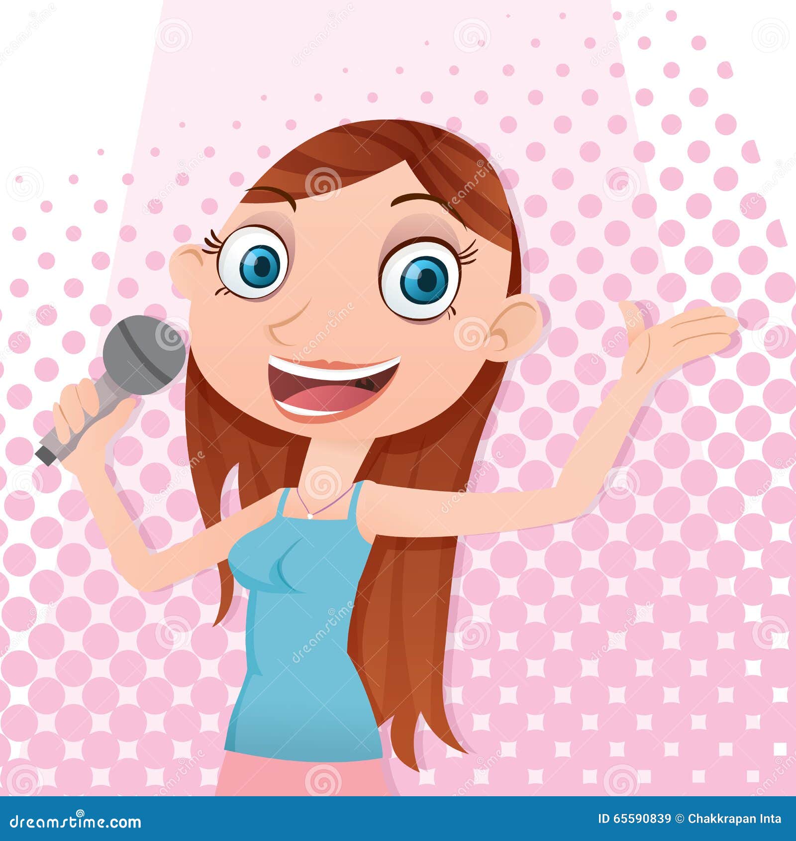 Cartoon female singer stock vector. Illustration of artist - 65590839