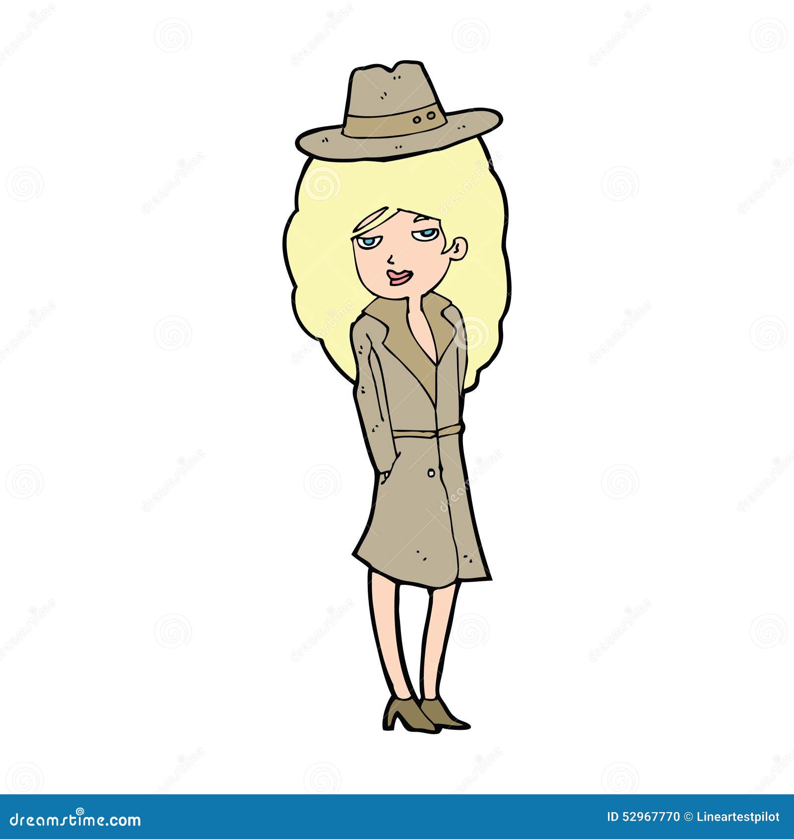 Cartoon female spy stock illustration. Illustration of drawn - 52967770