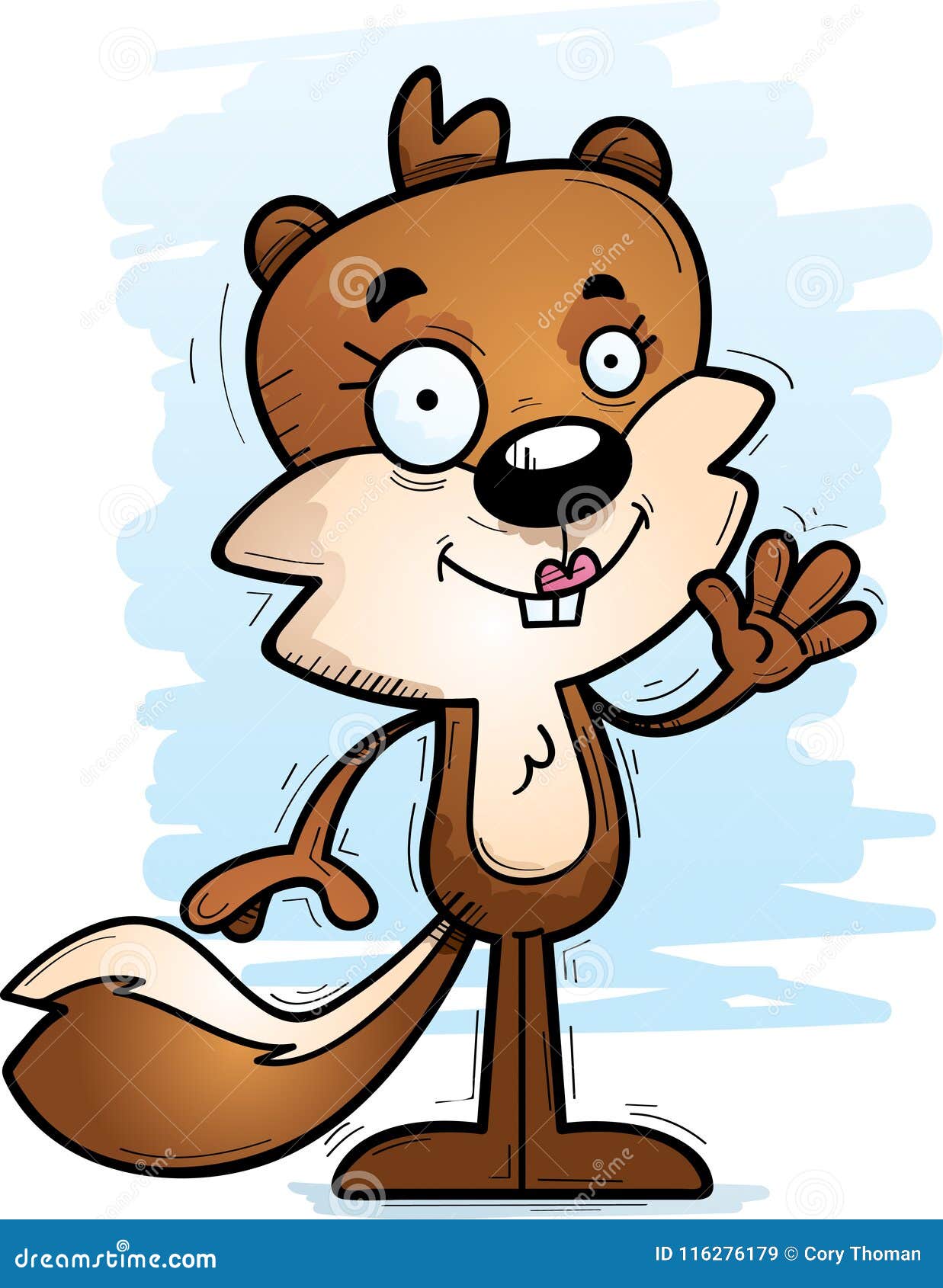 Cartoon Female Squirrel Waving Stock Vector - Illustration of doodle ...