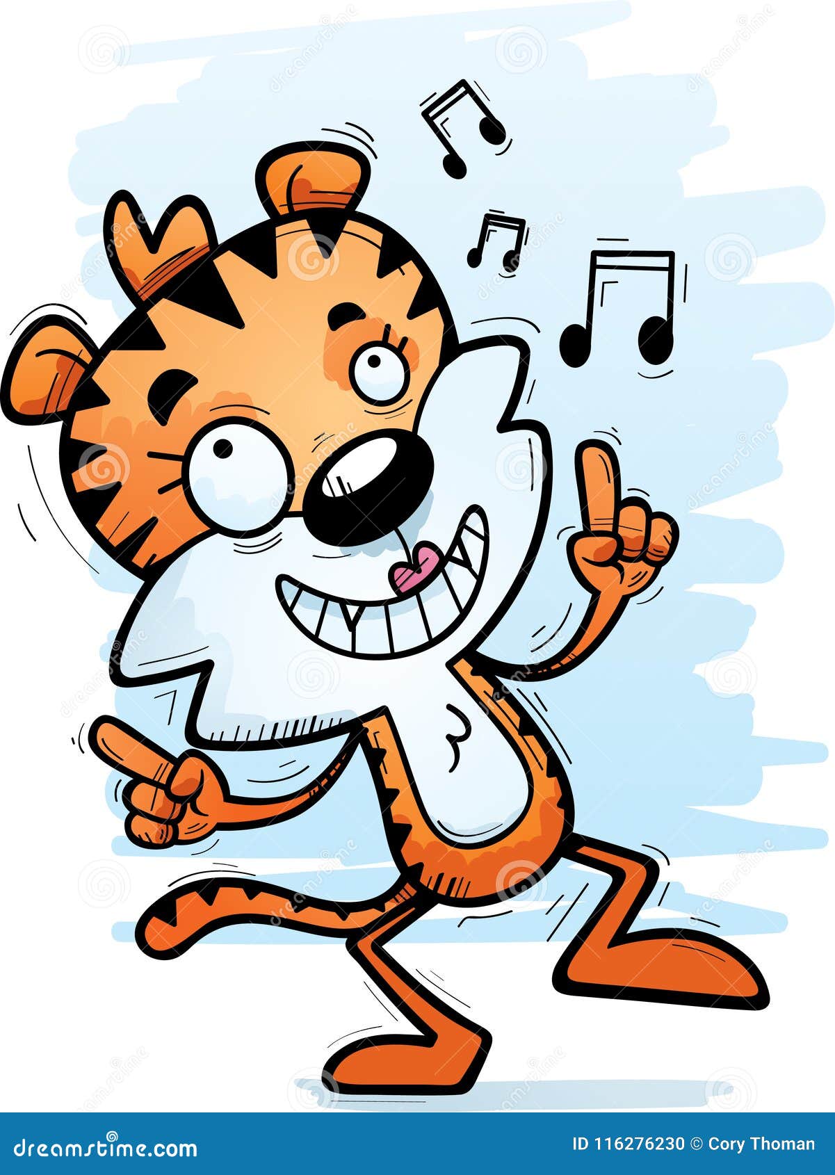 Cartoon Female Tiger Dancing Stock Vector - Illustration of sketch ...