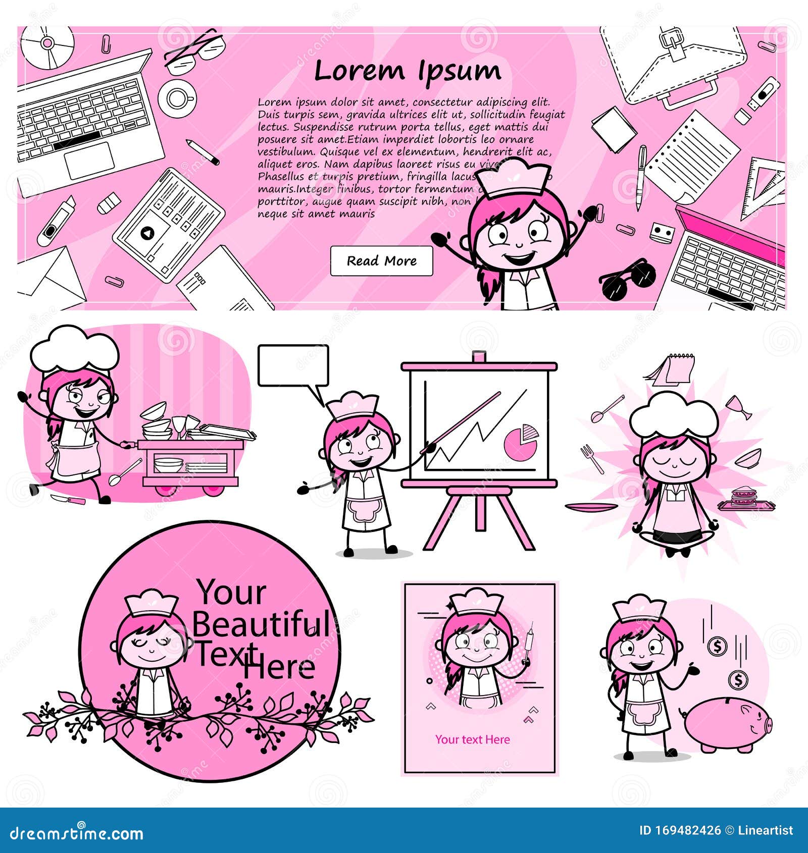 Cartoon Female Waitress Character - Various Concepts Vector ... Cartoon Female Waitress Character - Various Concepts Vector ...
