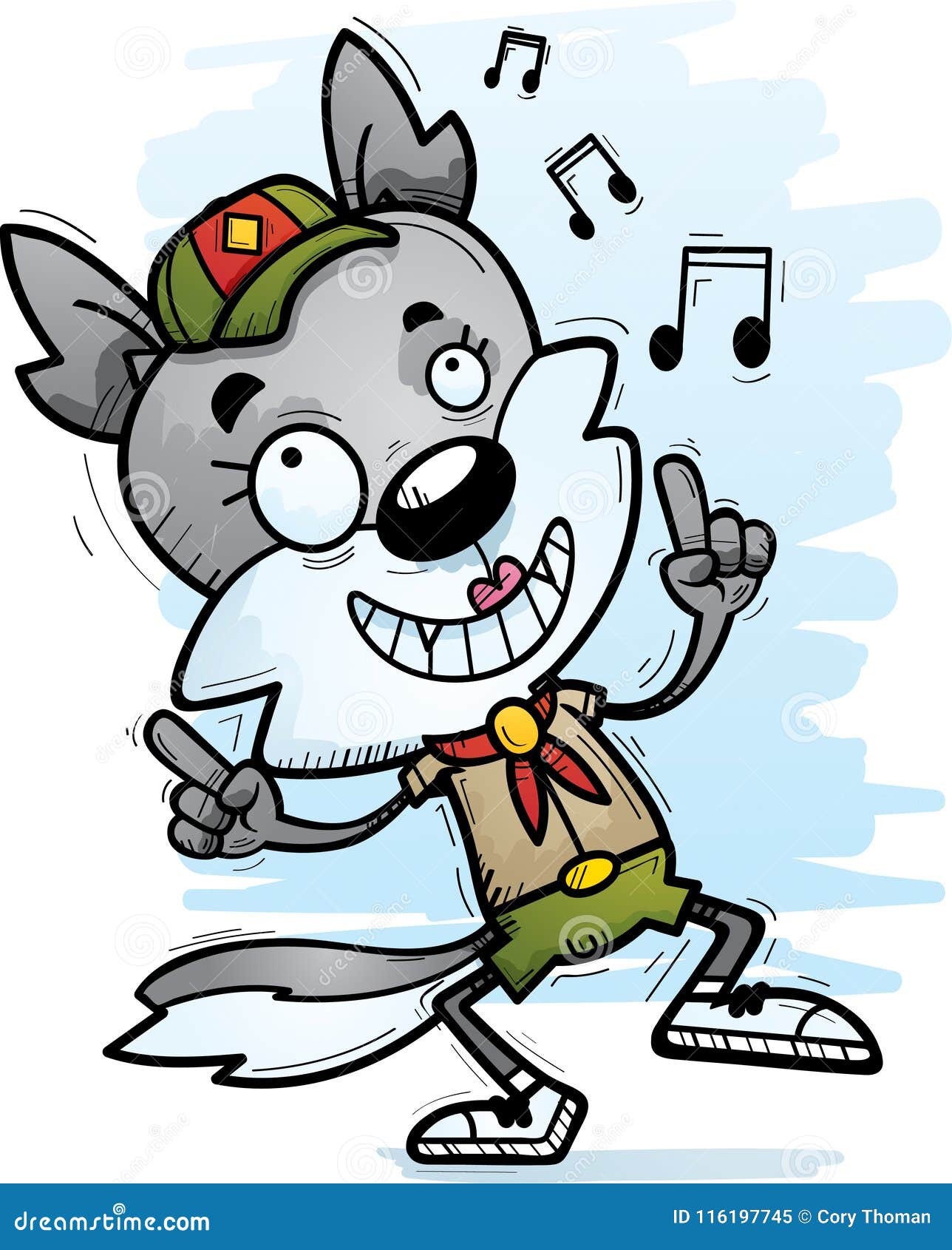 Cartoon Female Wolf Scout Dancing Stock Vector - Illustration of vector ...