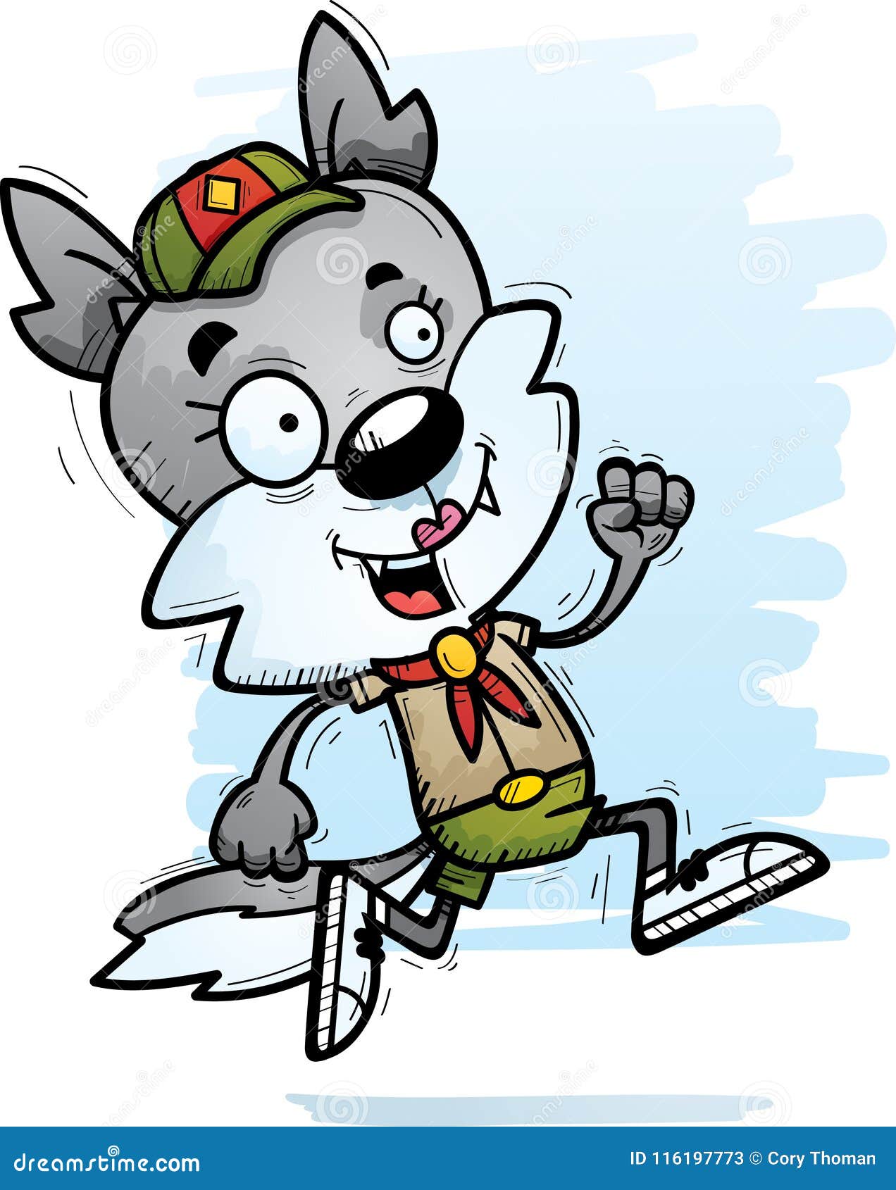 Cartoon Female Wolf Scout Running Stock Vector - Illustration of ...