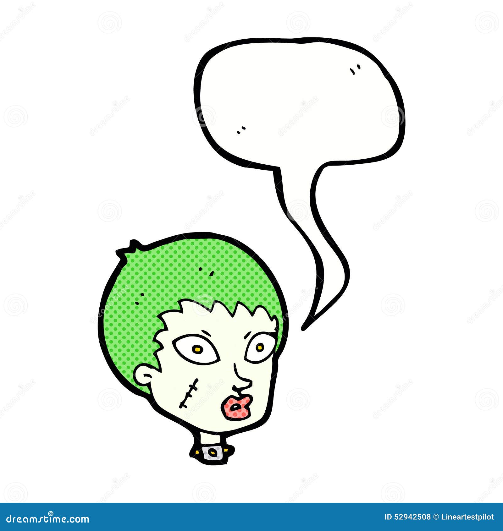 Cartoon Female Zombie Head with Speech Bubble Stock Illustration ...