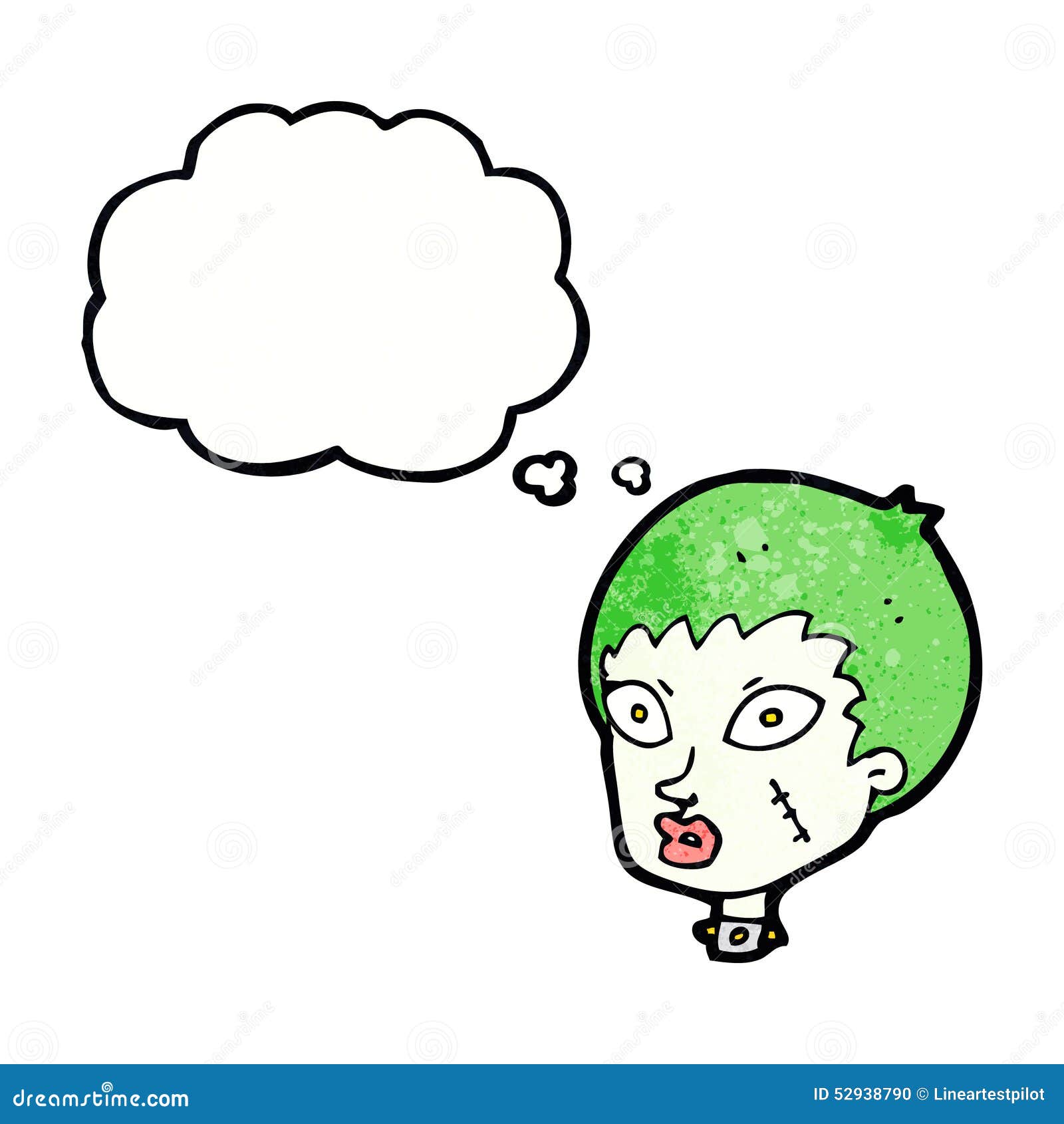 Cartoon Female Zombie Head with Thought Bubble Stock Illustration ...