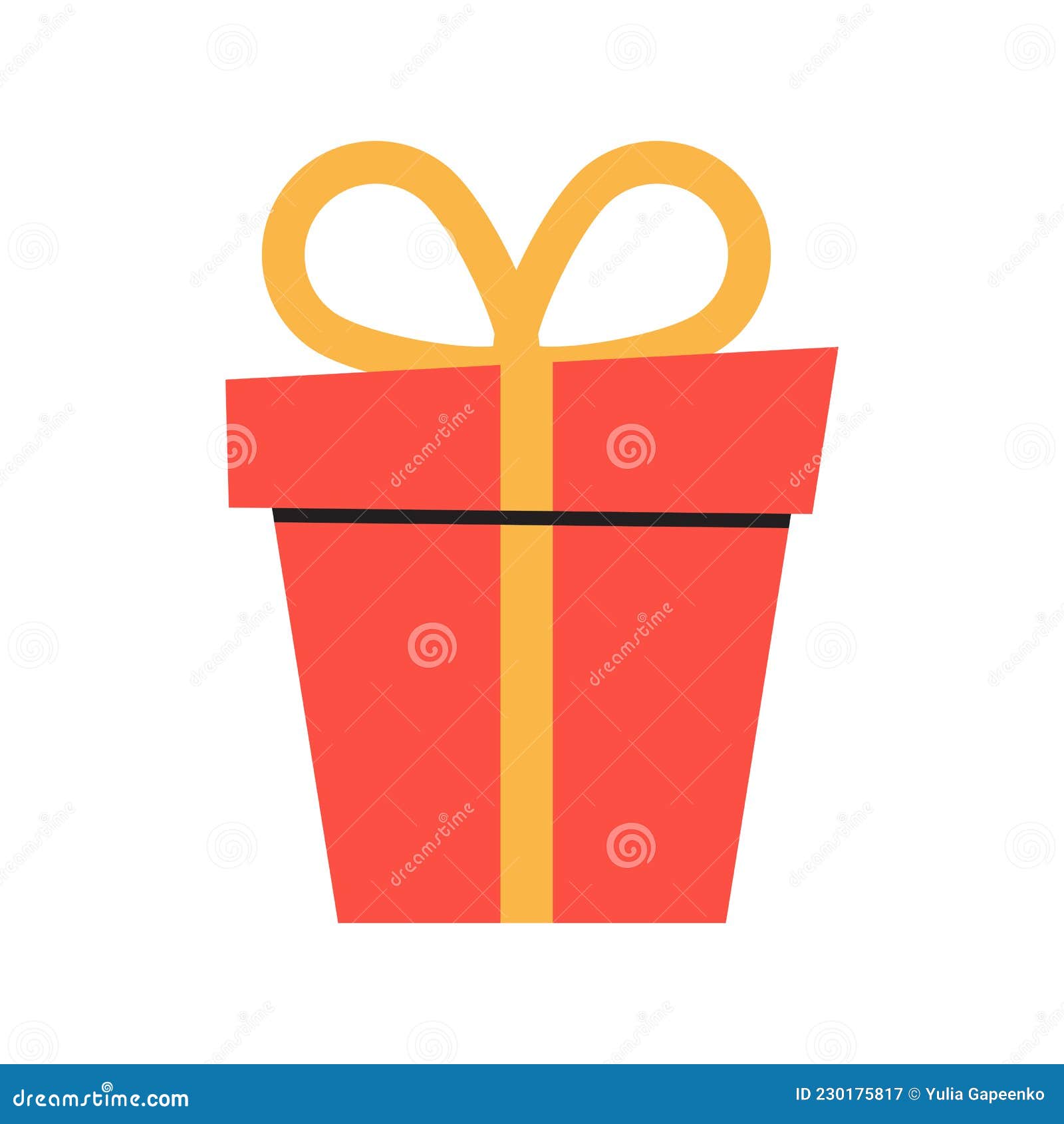 Cartoon Festive Red Box with Bows. Vector Illustration Stock Vector ...