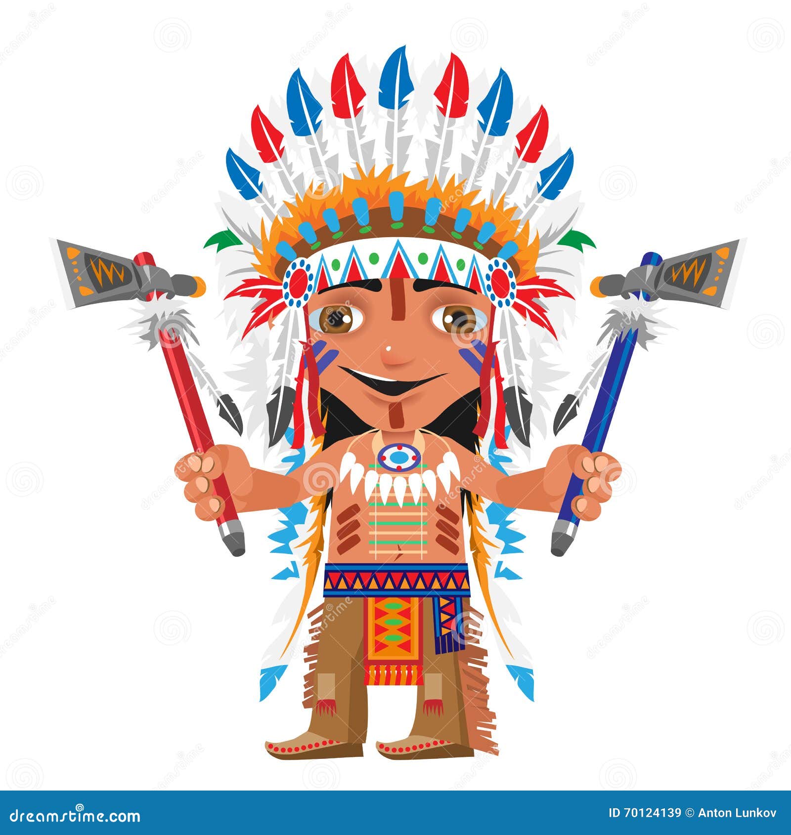 Cartoon Fictional Character - Indian With Axe | CartoonDealer.com #70124139