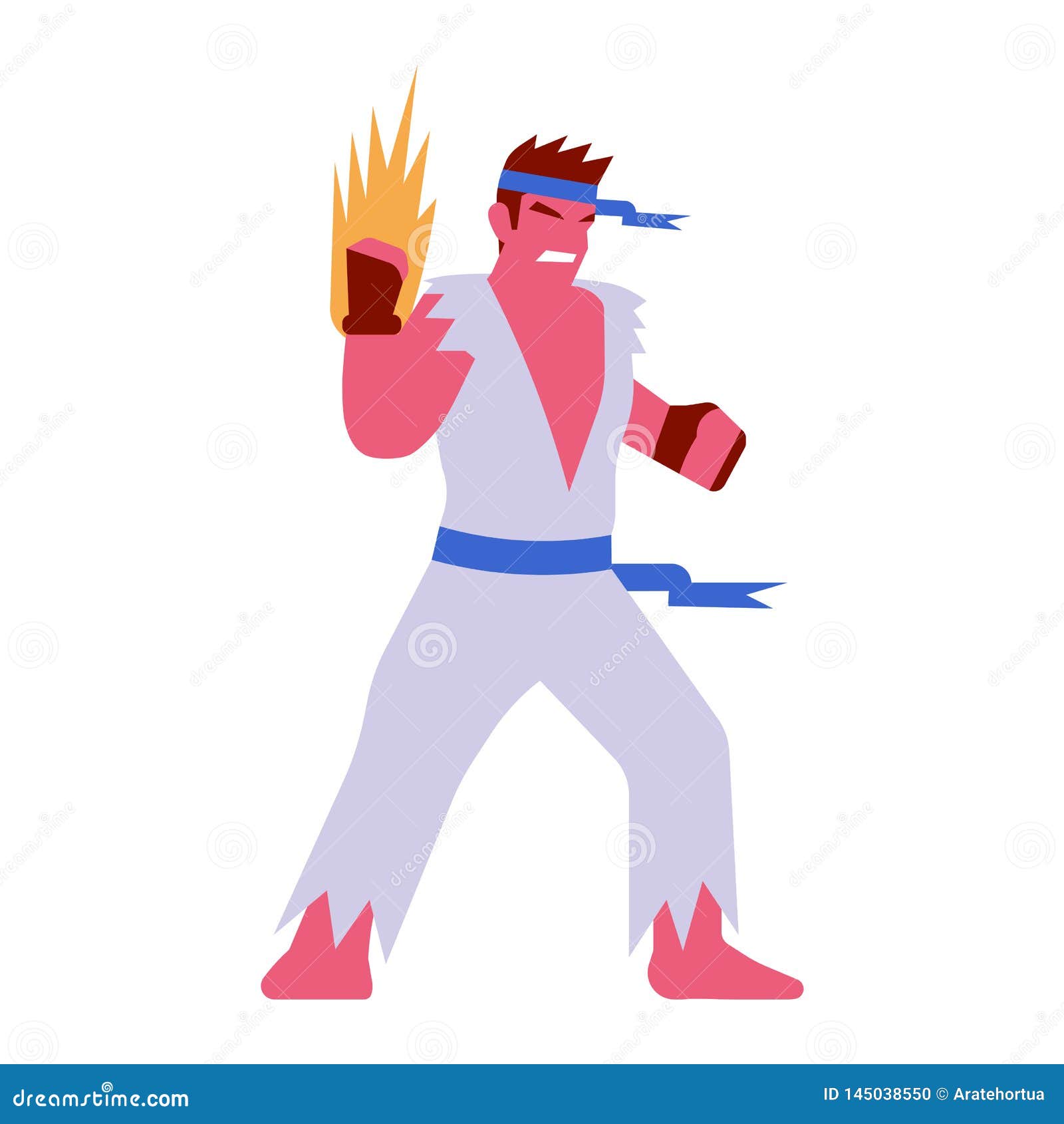 Cartoon Fighter Video Game Character Isolated Stock Illustration ...