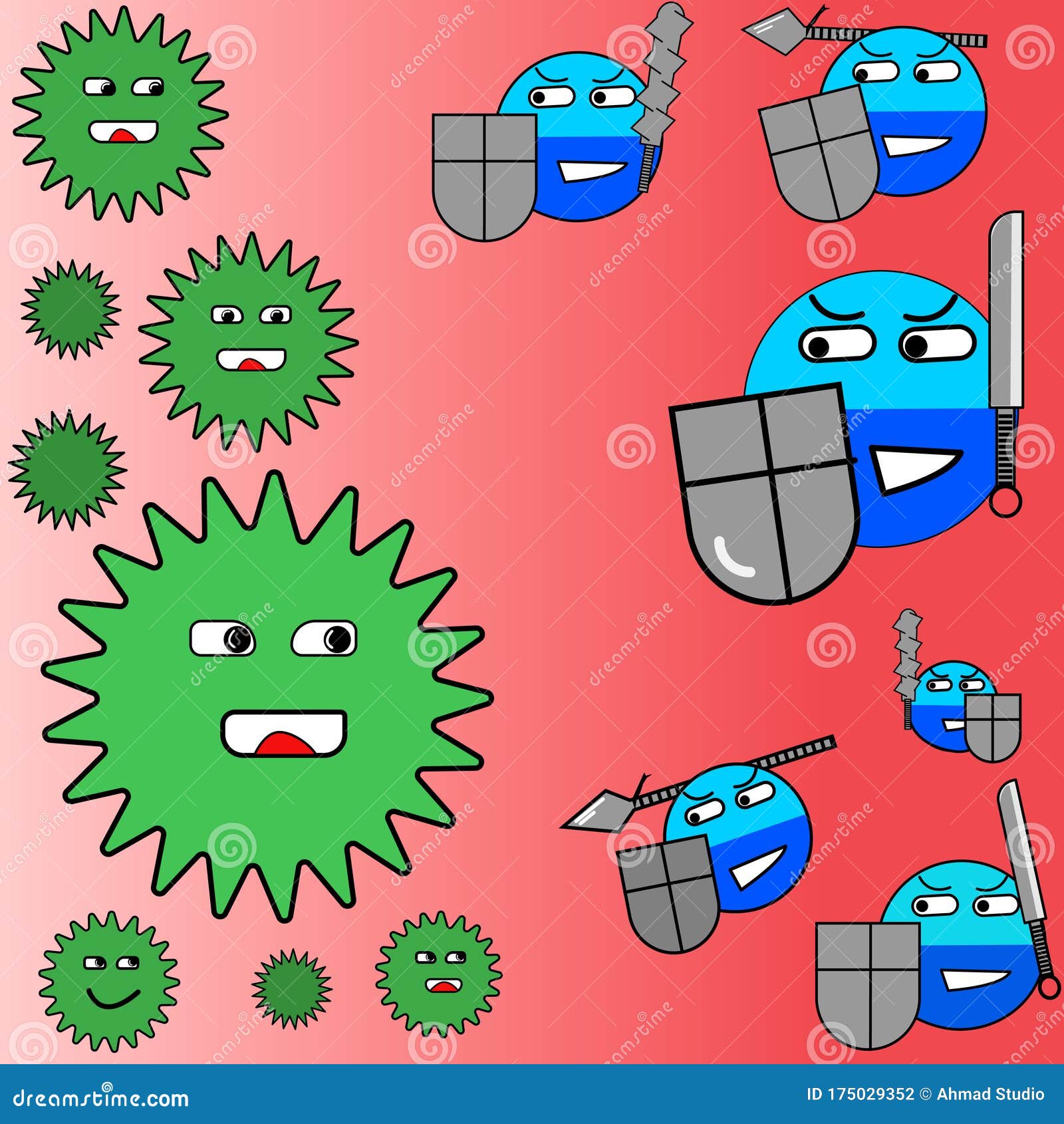 Off Of A White Blood Cells Fighting Disease Cartoon