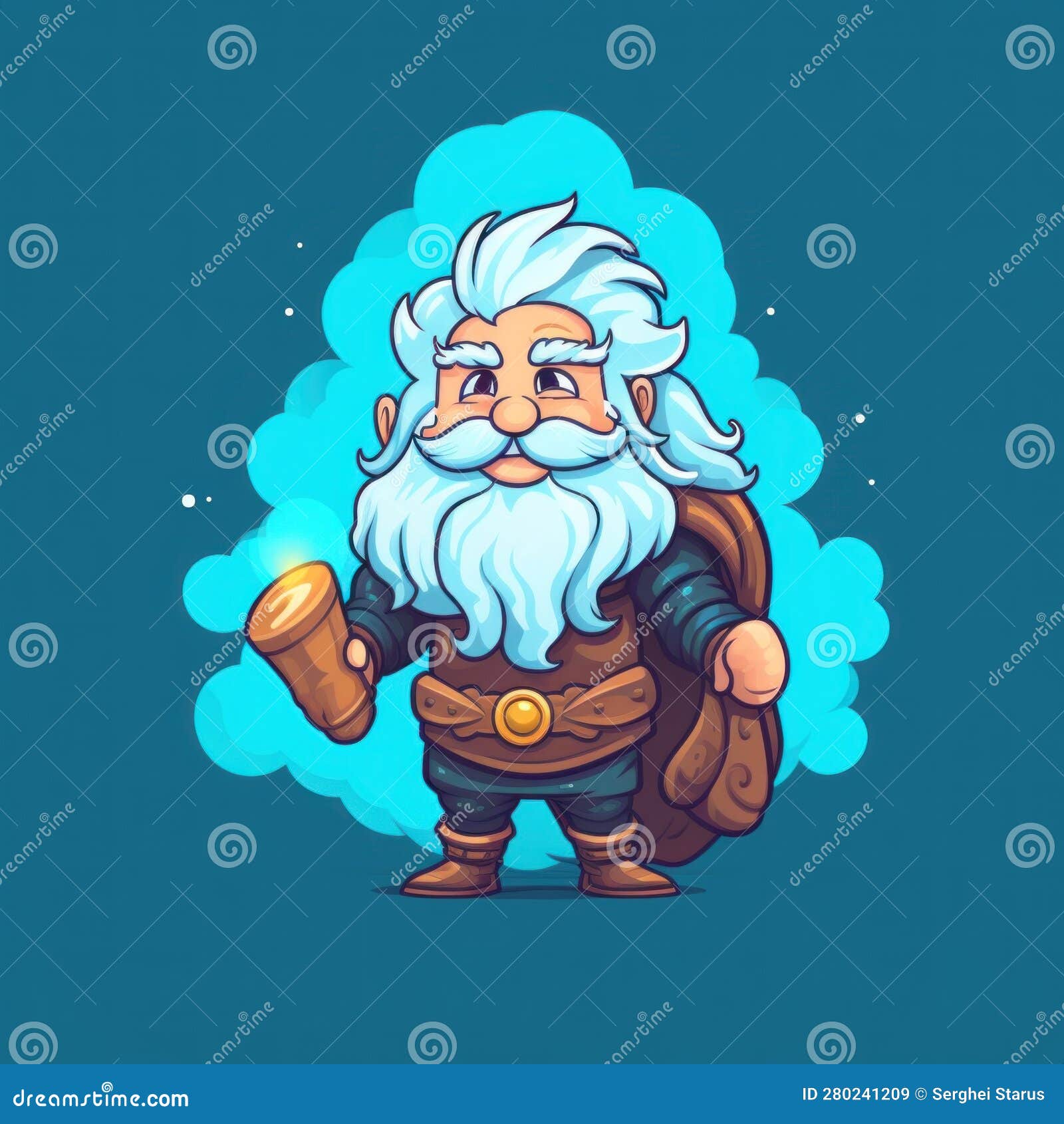 Cartoon-Figur Mit Bart Und Rucksack. Generatives Ai-Image. Stock ...