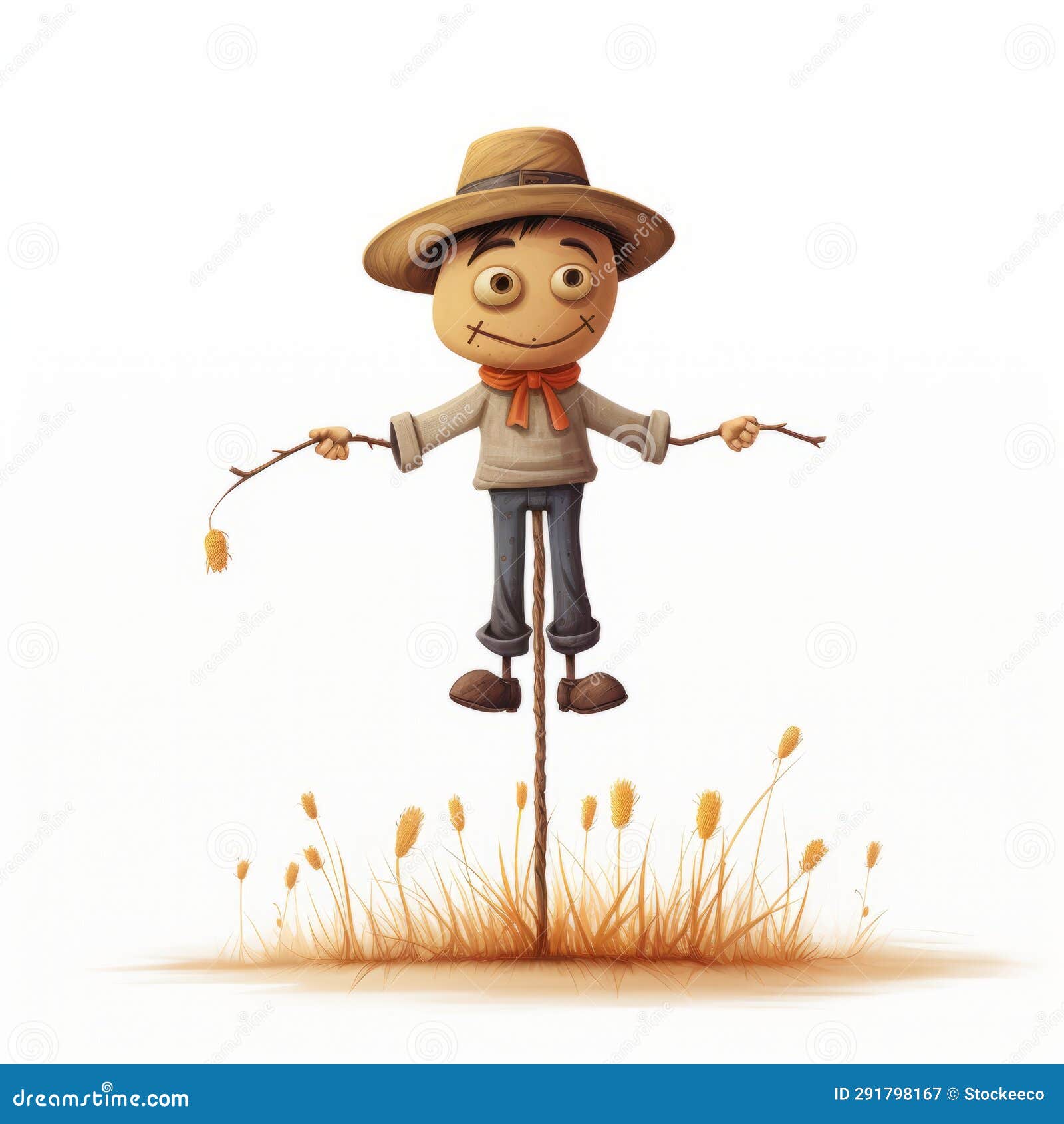 Cute Scarecrow Animation in Cowboy Style Stock Illustration ...