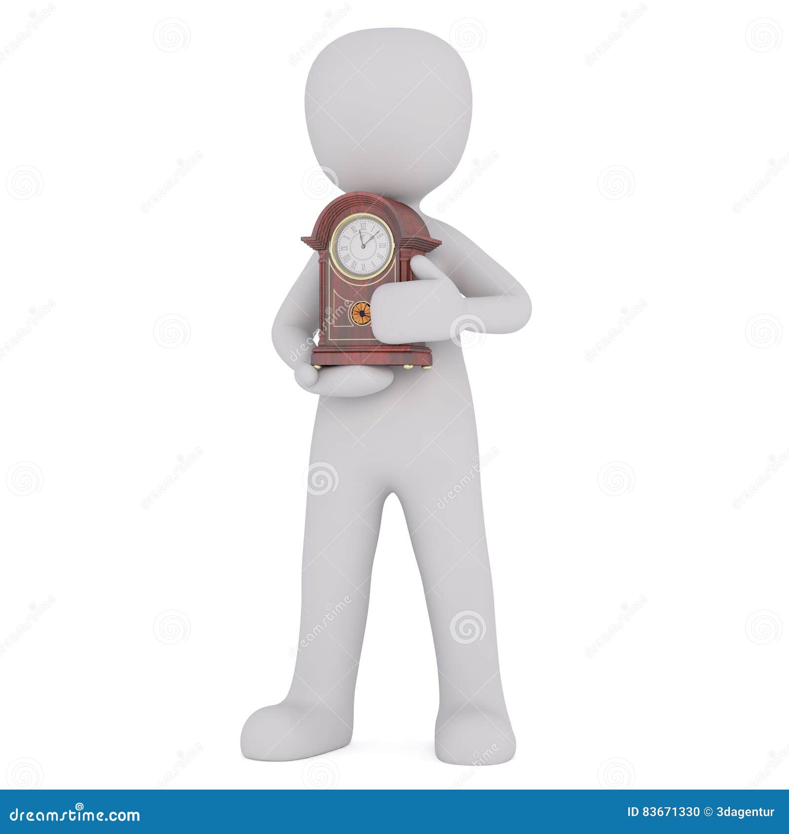 Cartoon Figure Holding Antique Clock Stock Illustration - Illustration ...