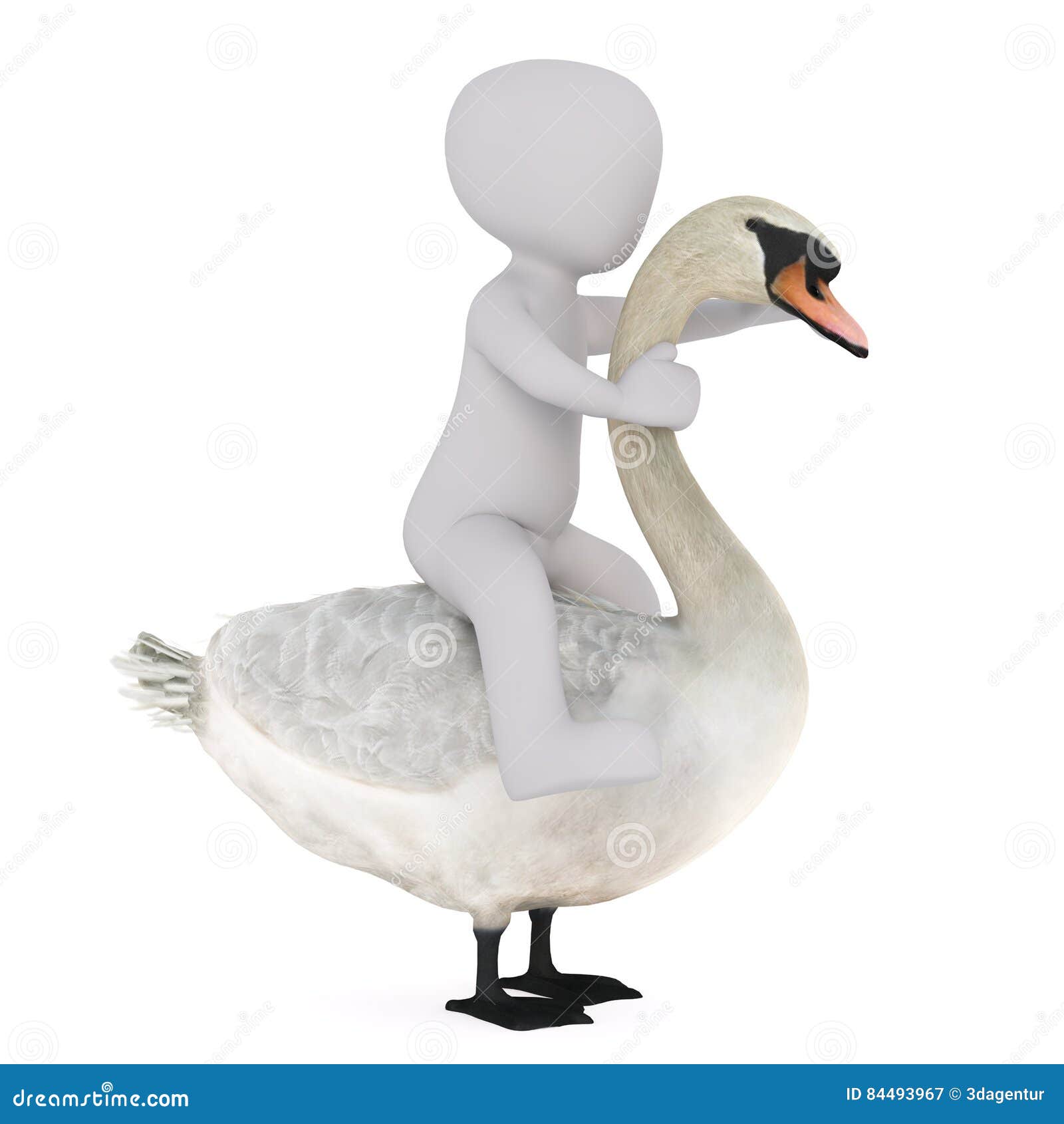 Cartoon Figure Riding on Back of Large White Goose Stock Illustration ...