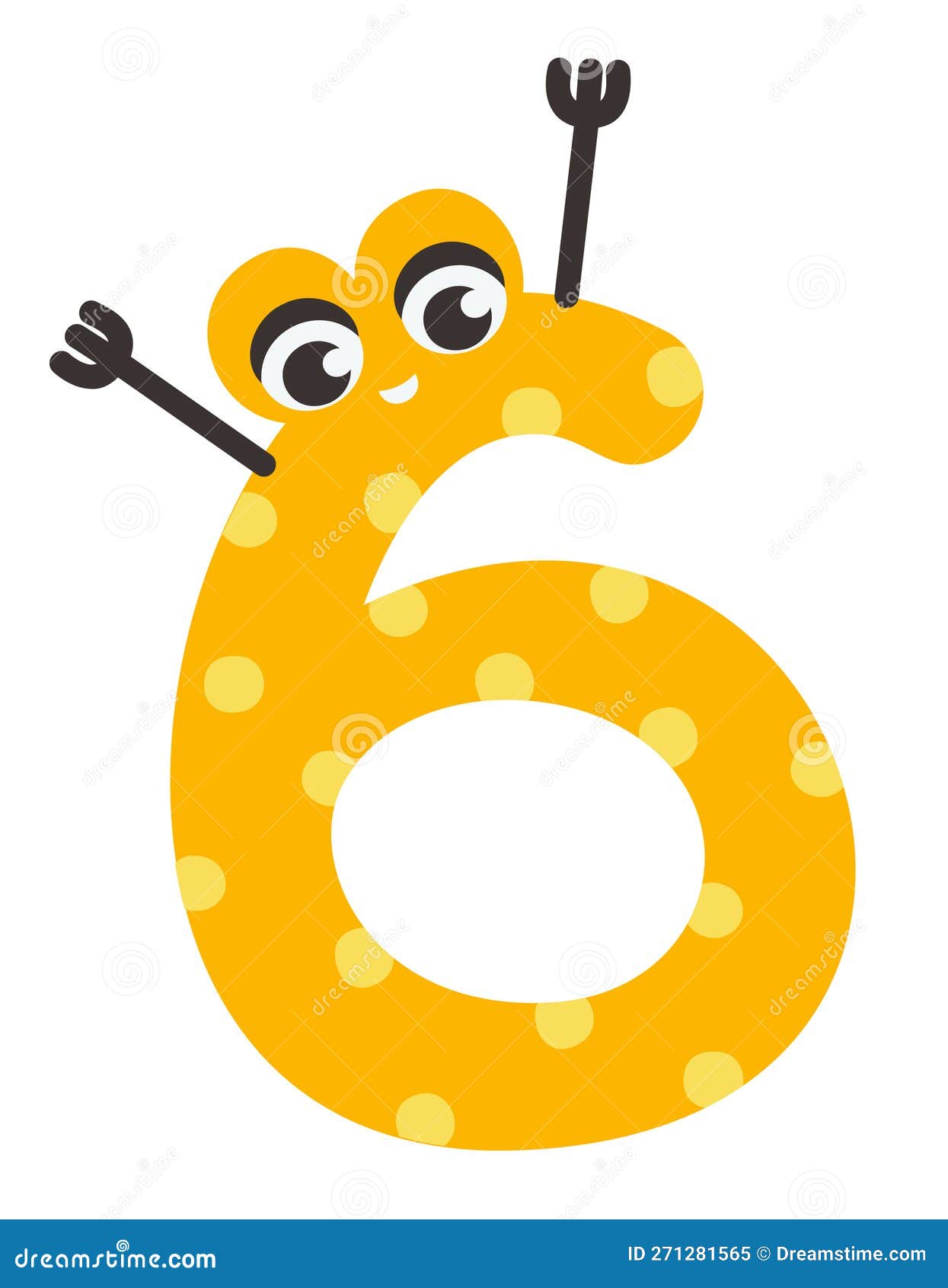 Cartoon figure six. stock vector. Illustration of symbol - 271281565