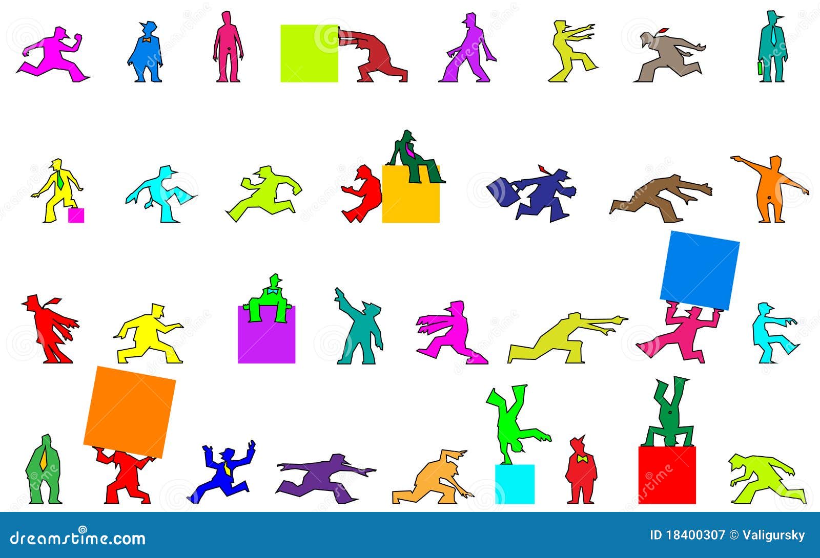 Cartoon figures stock vector. Illustration of action - 18400307