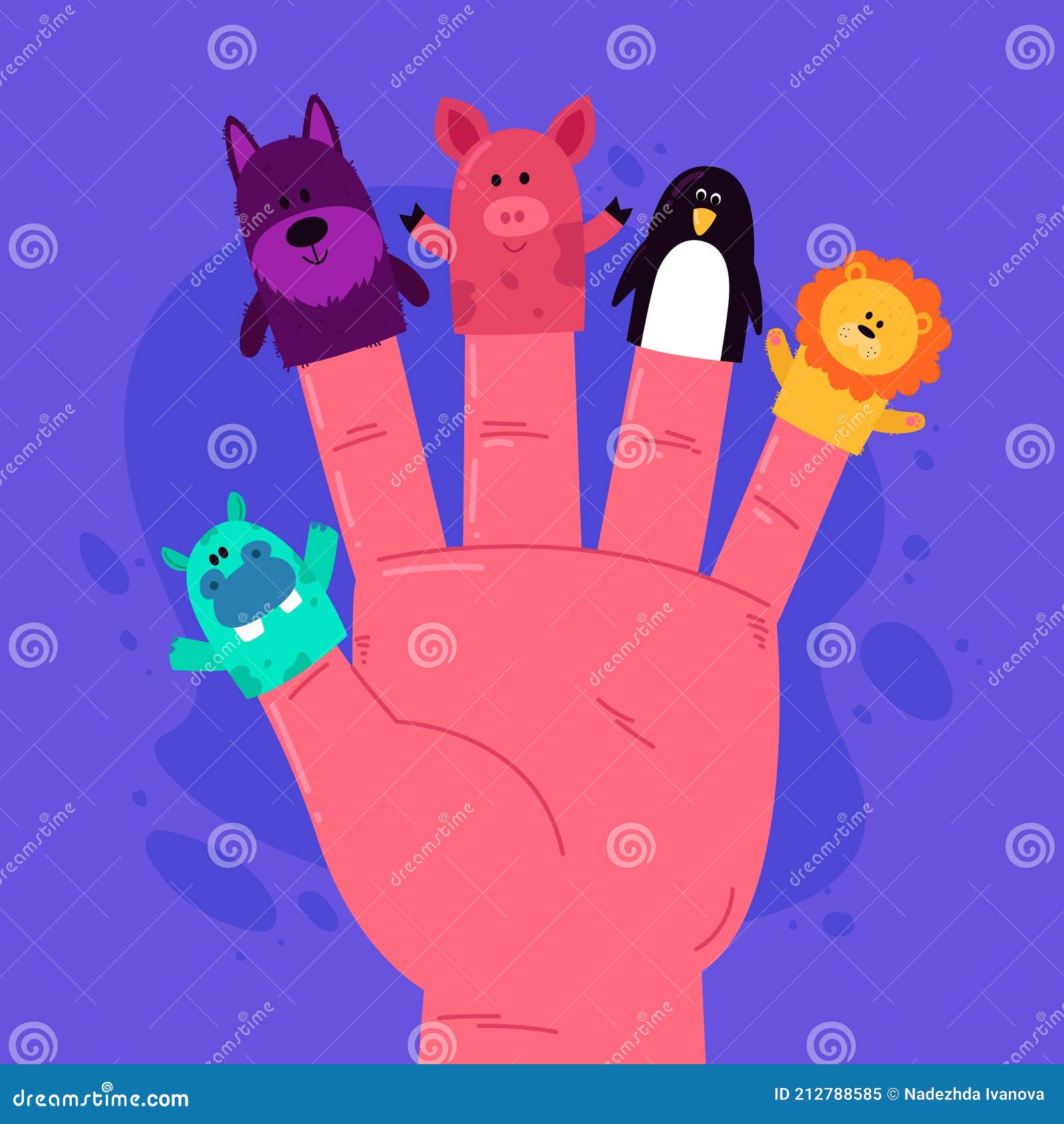 Cartoon Finger Puppet Set Vector Illustration. Stock Vector ...