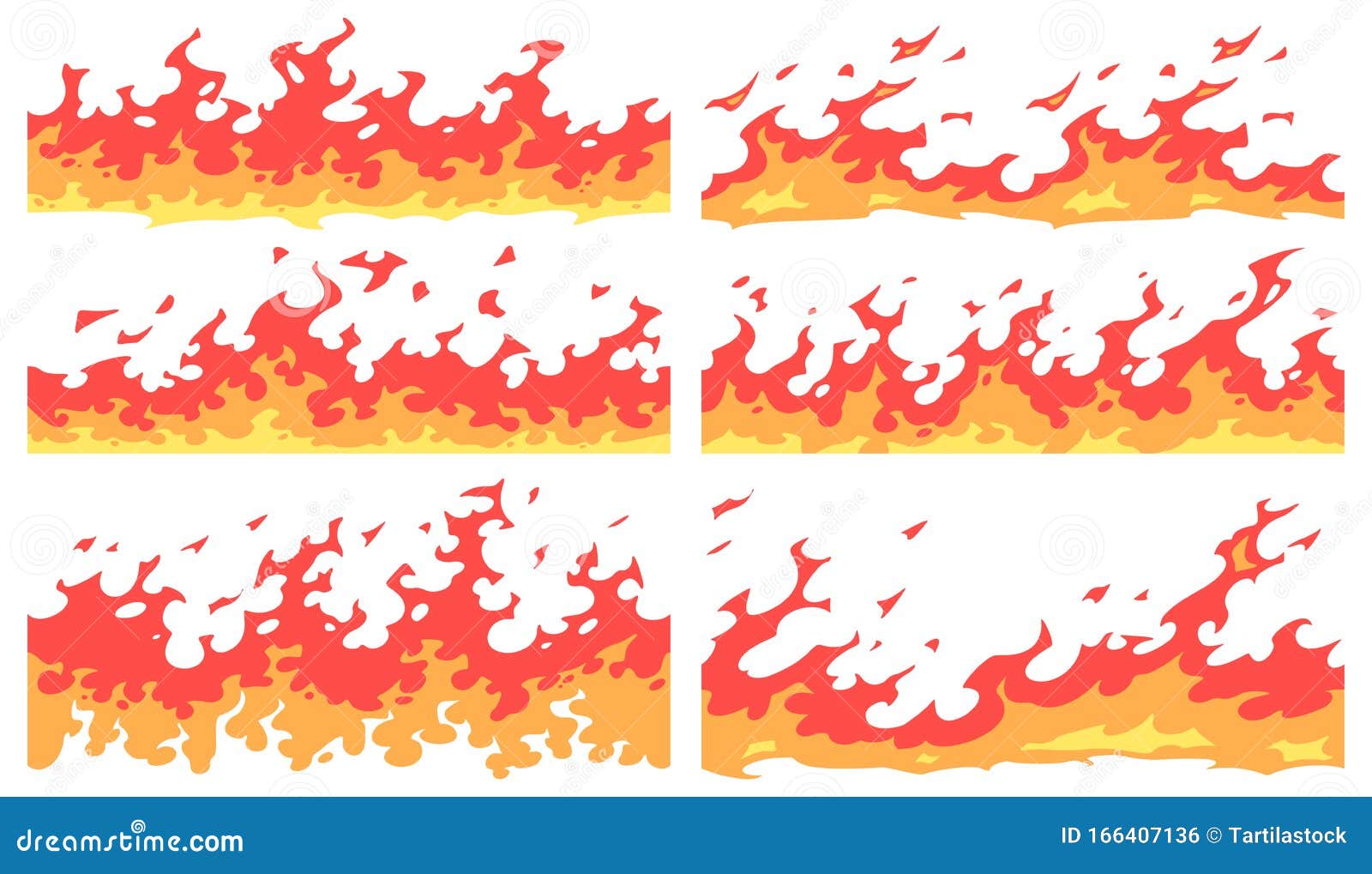 Cartoon Fire Border. Flame Divider, Bright Fire Flames Borders and ...