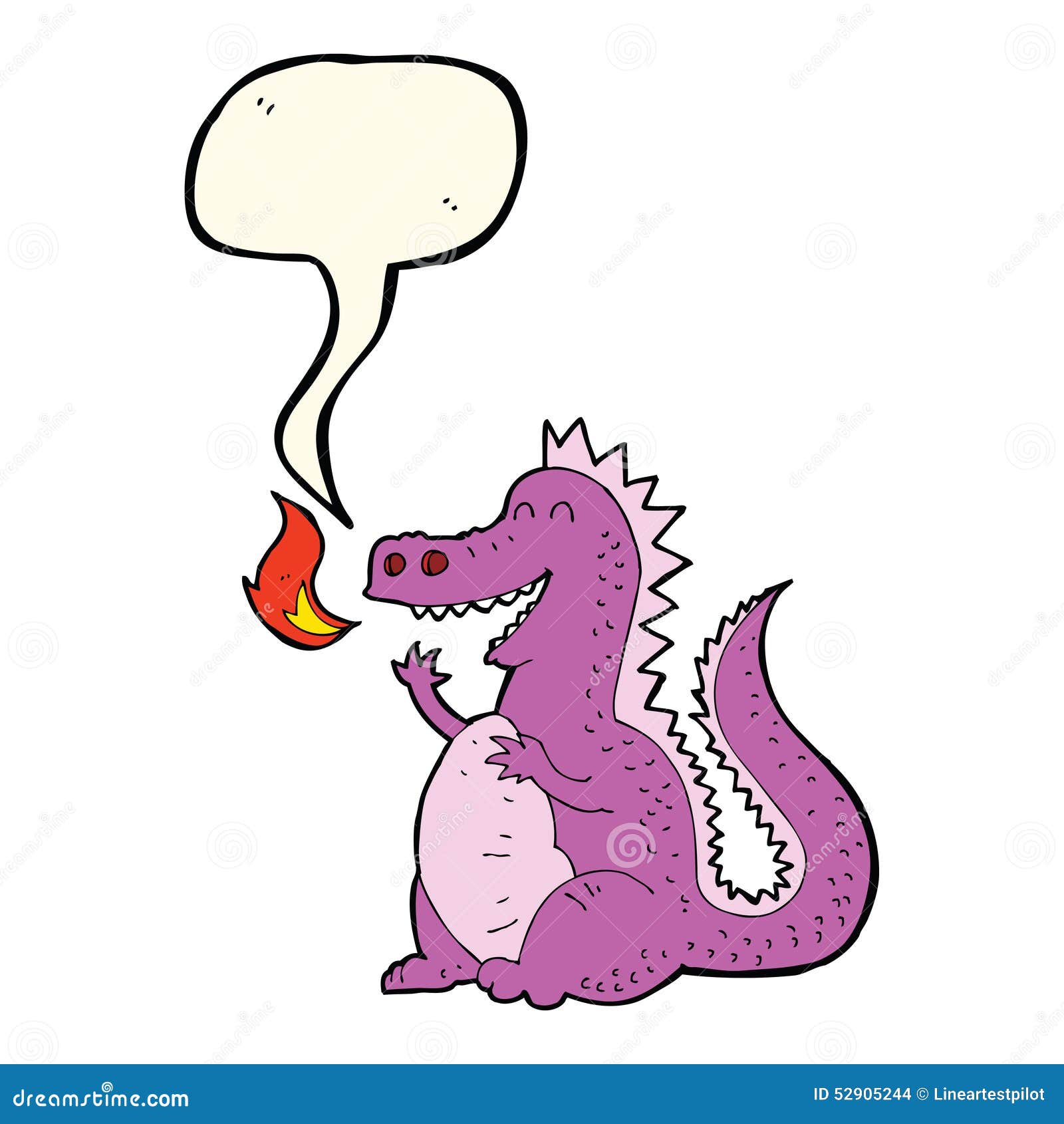 Cartoon Fire Breathing Dragon with Speech Bubble Stock Illustration ...