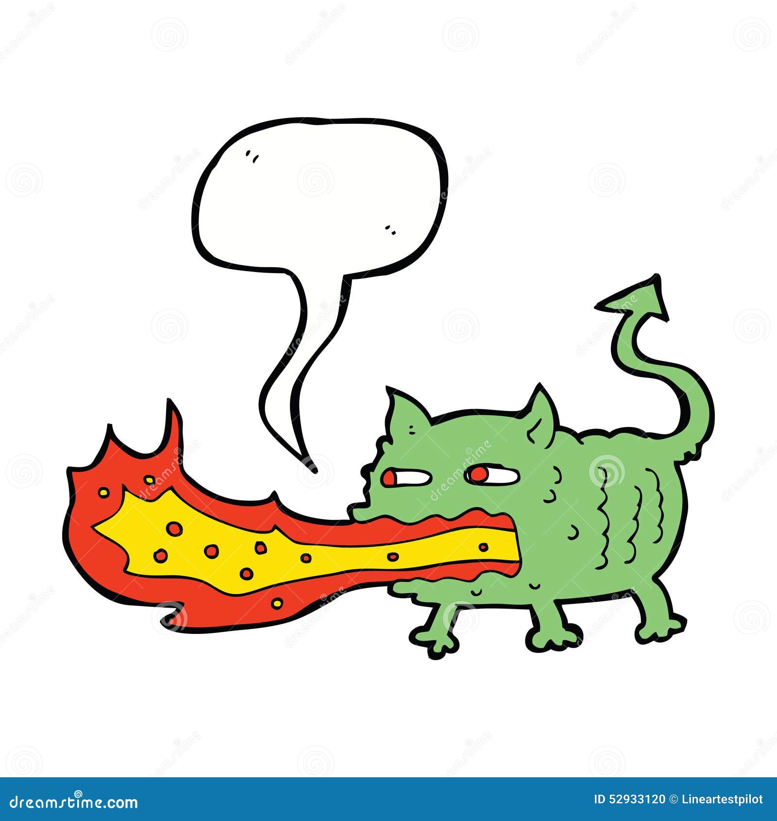 Cartoon Fire Breathing Imp with Speech Bubble Stock Illustration ...