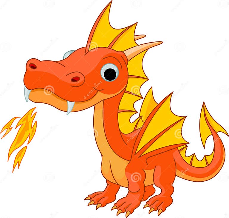 Cartoon fire dragon stock vector. Illustration of look - 14712192
