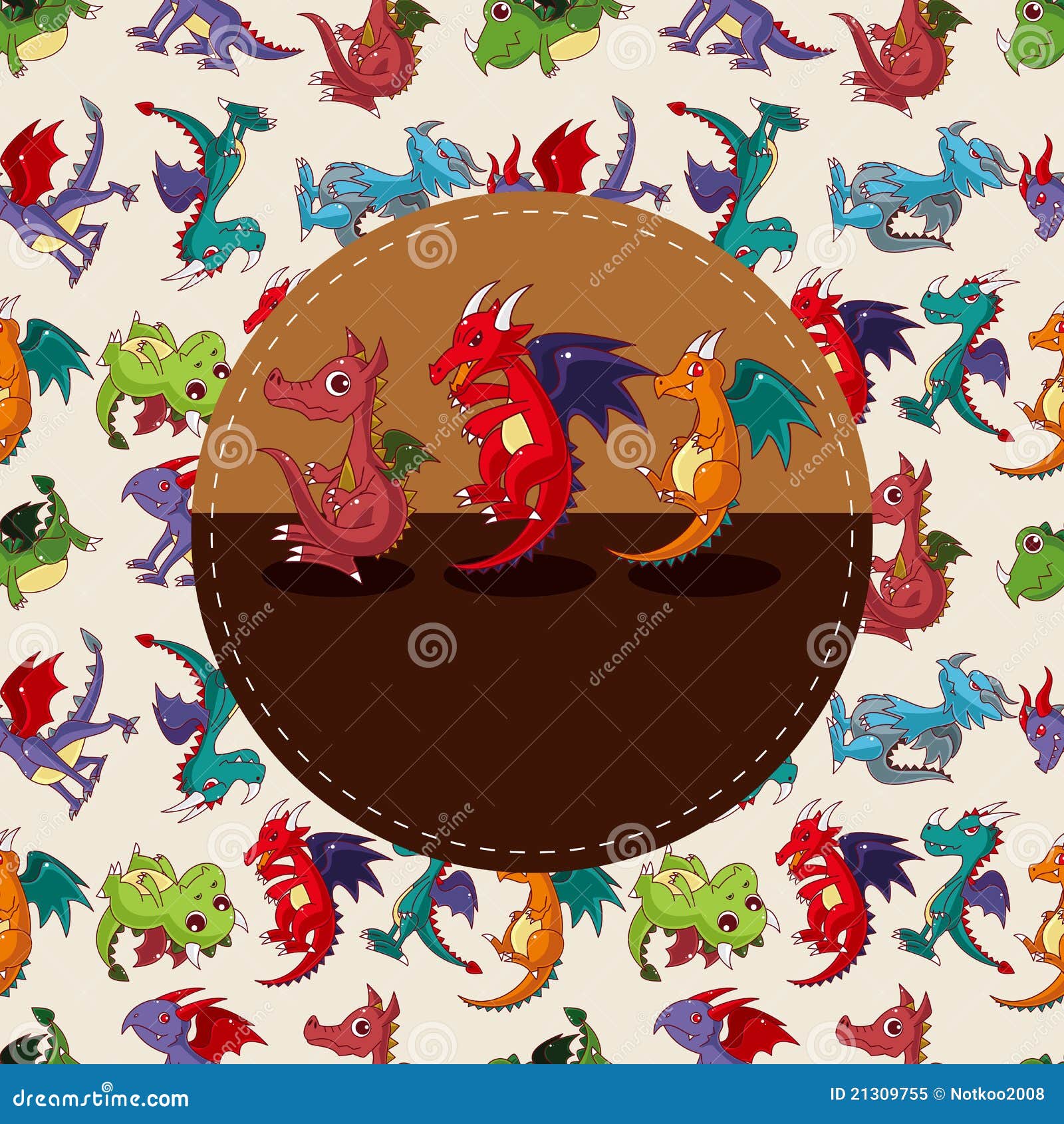 Cartoon fire dragon card stock vector. Illustration of border - 21309755