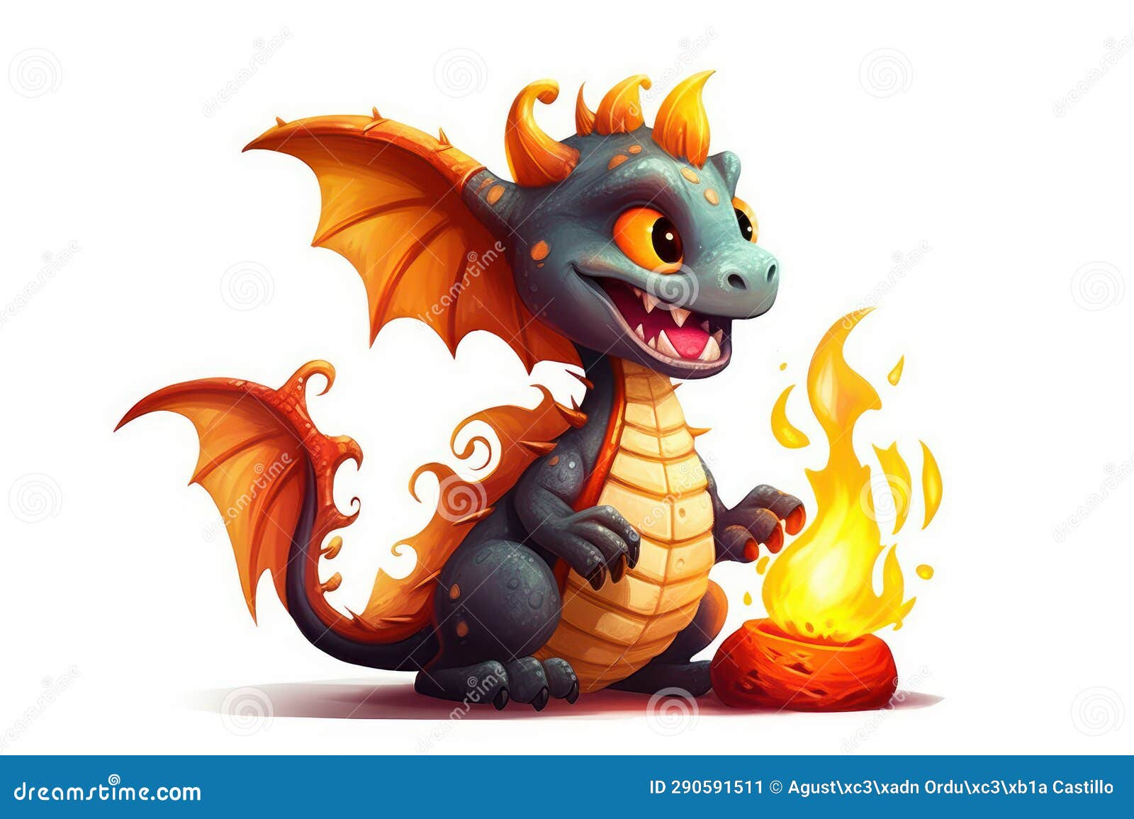 Cartoon of a Fire Dragon. Halloween Illustration. Stock Illustration ...
