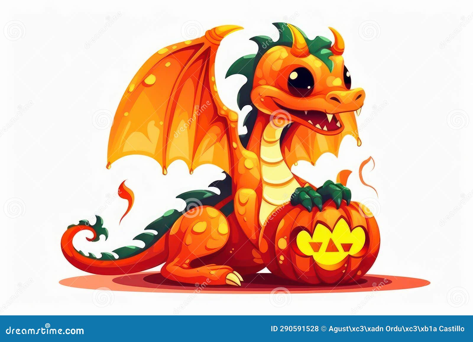 Cartoon of a Fire Dragon. Halloween Illustration. Stock Illustration ...