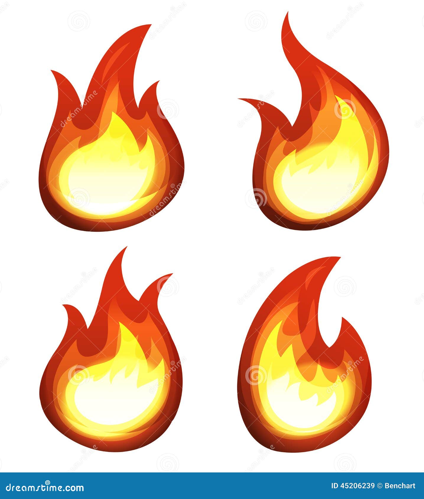 Cartoon Fire And Flames Set Stock Vector - Image: 45206239