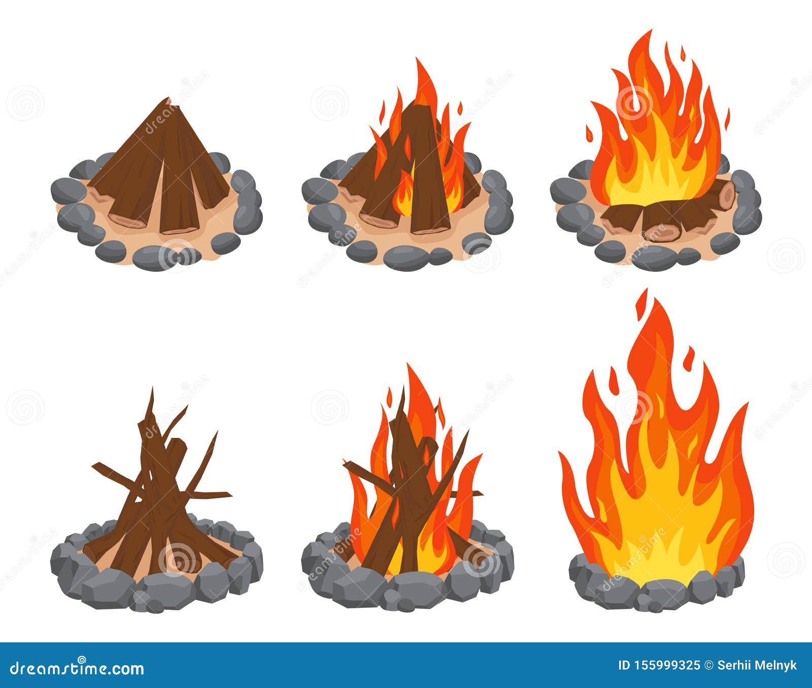 Cartoon fire flames. stock vector. Illustration of fireball - 155999325