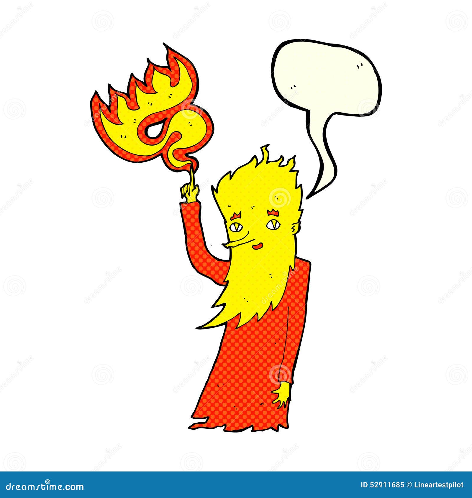 Cartoon Fire Spirit with Speech Bubble Stock Illustration ...