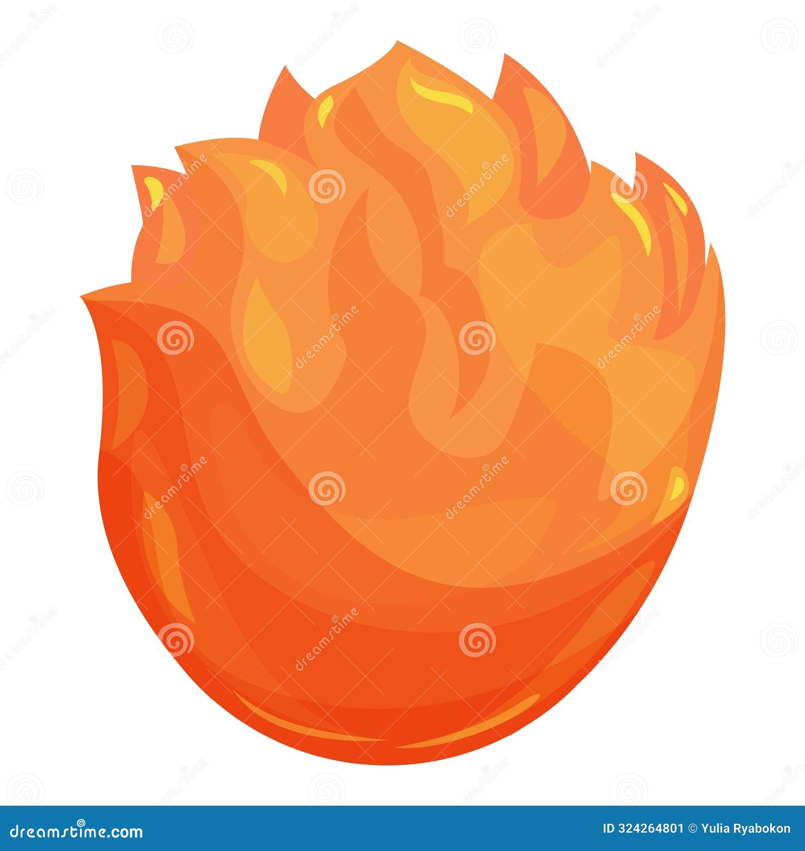 Cartoon Fireball Burning with Large Bright Flames Stock Vector ...