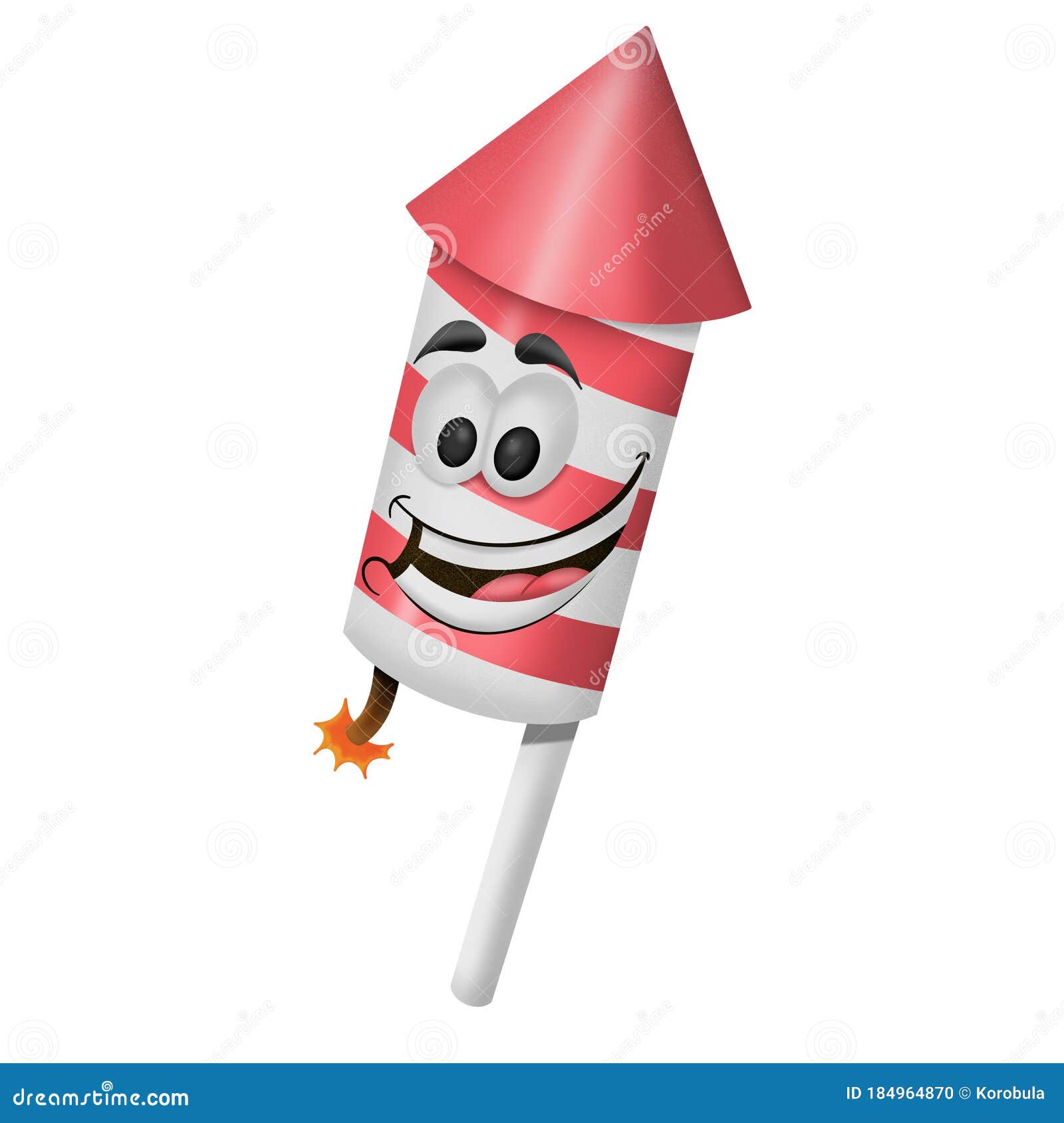 Cartoon Firecracker with a Burning Wick on a White Background ...
