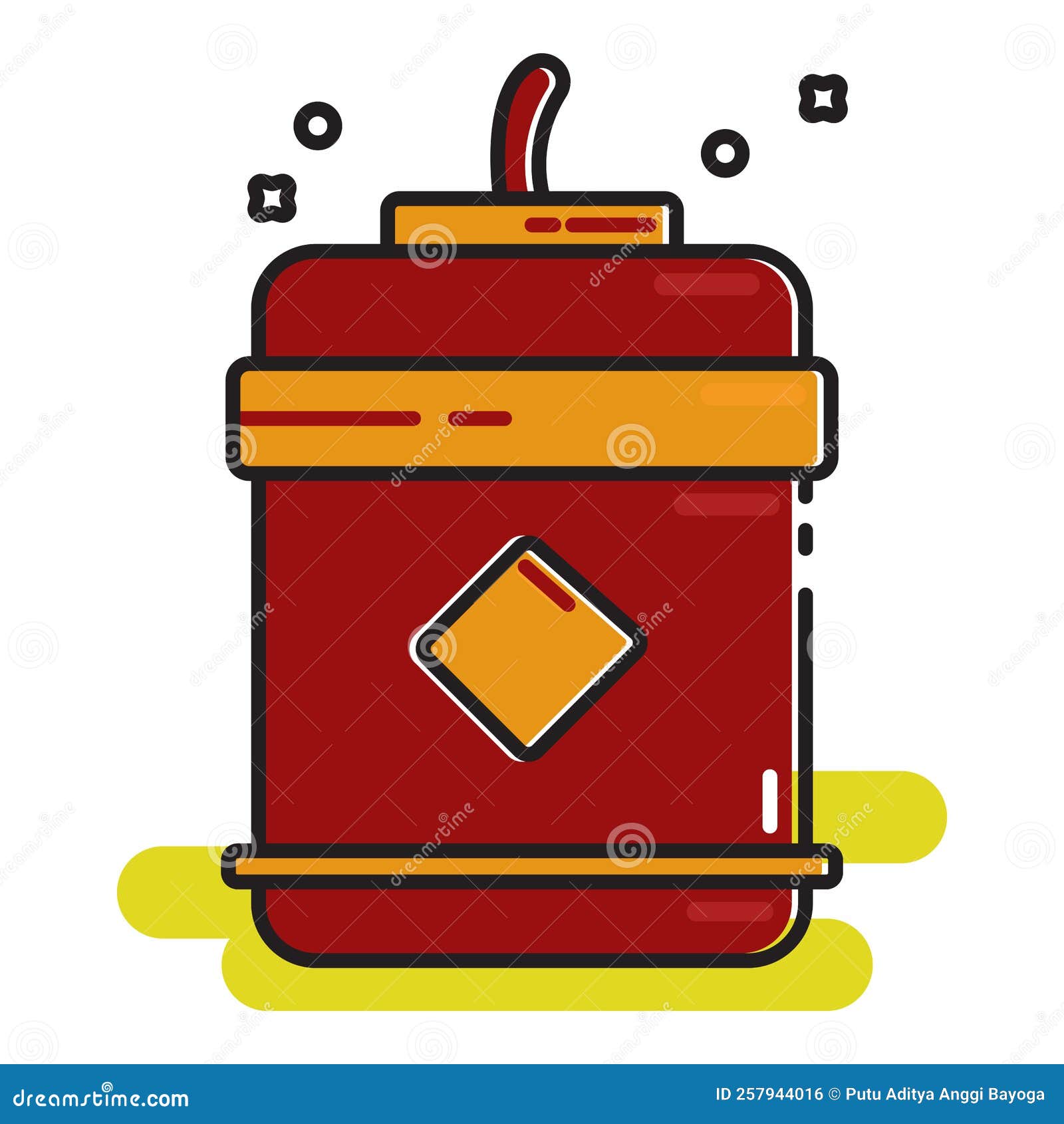 Red Cartoon Firecracker Line Icon. Clipart Image Vector Illustration ...
