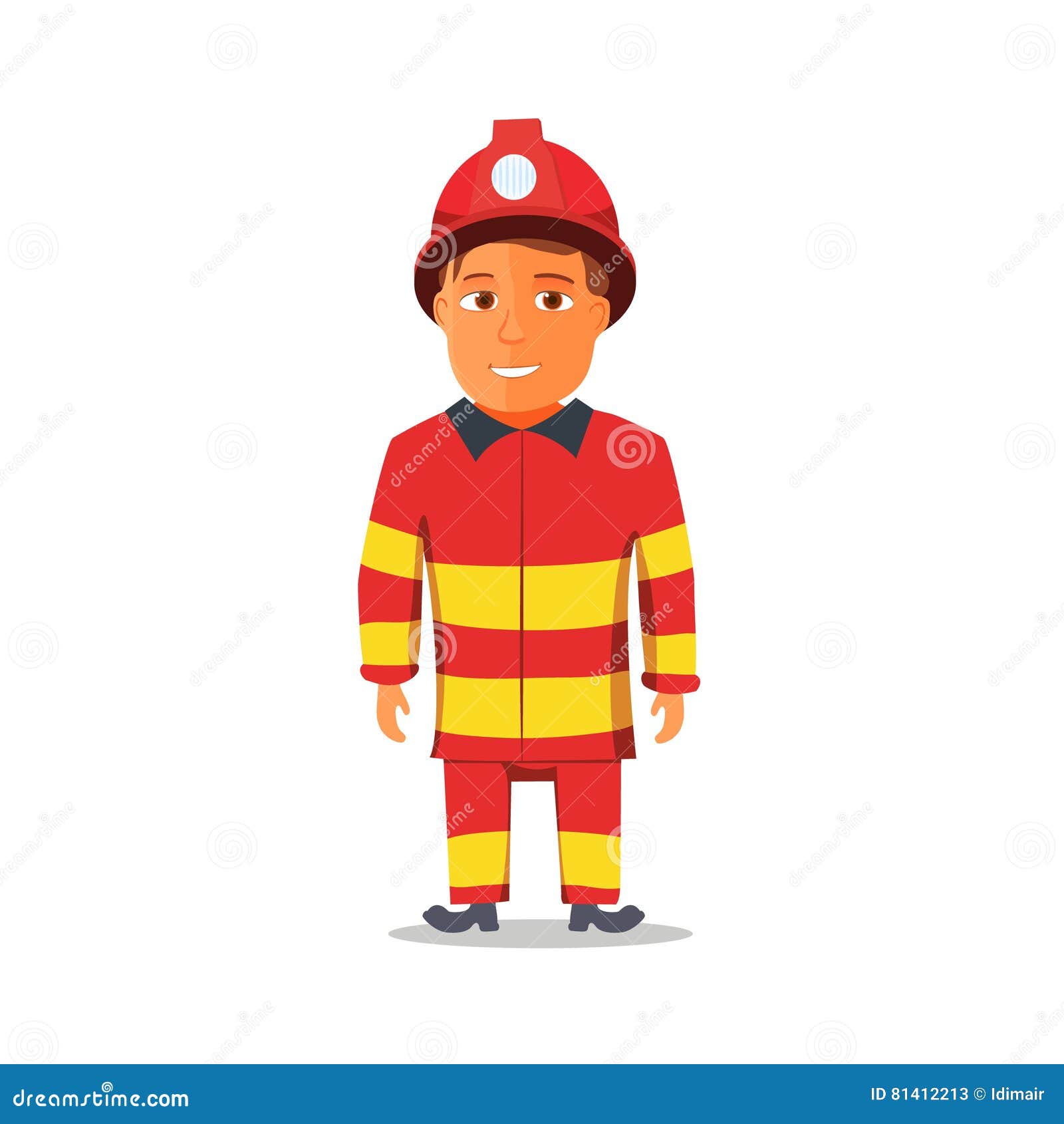 Cartoon Firefighter Character Isolated On White Background. Vector ...