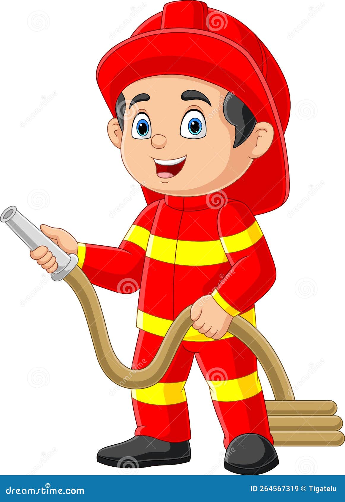 Cartoon Firefighter Character Isolated On White Background. Vector ...