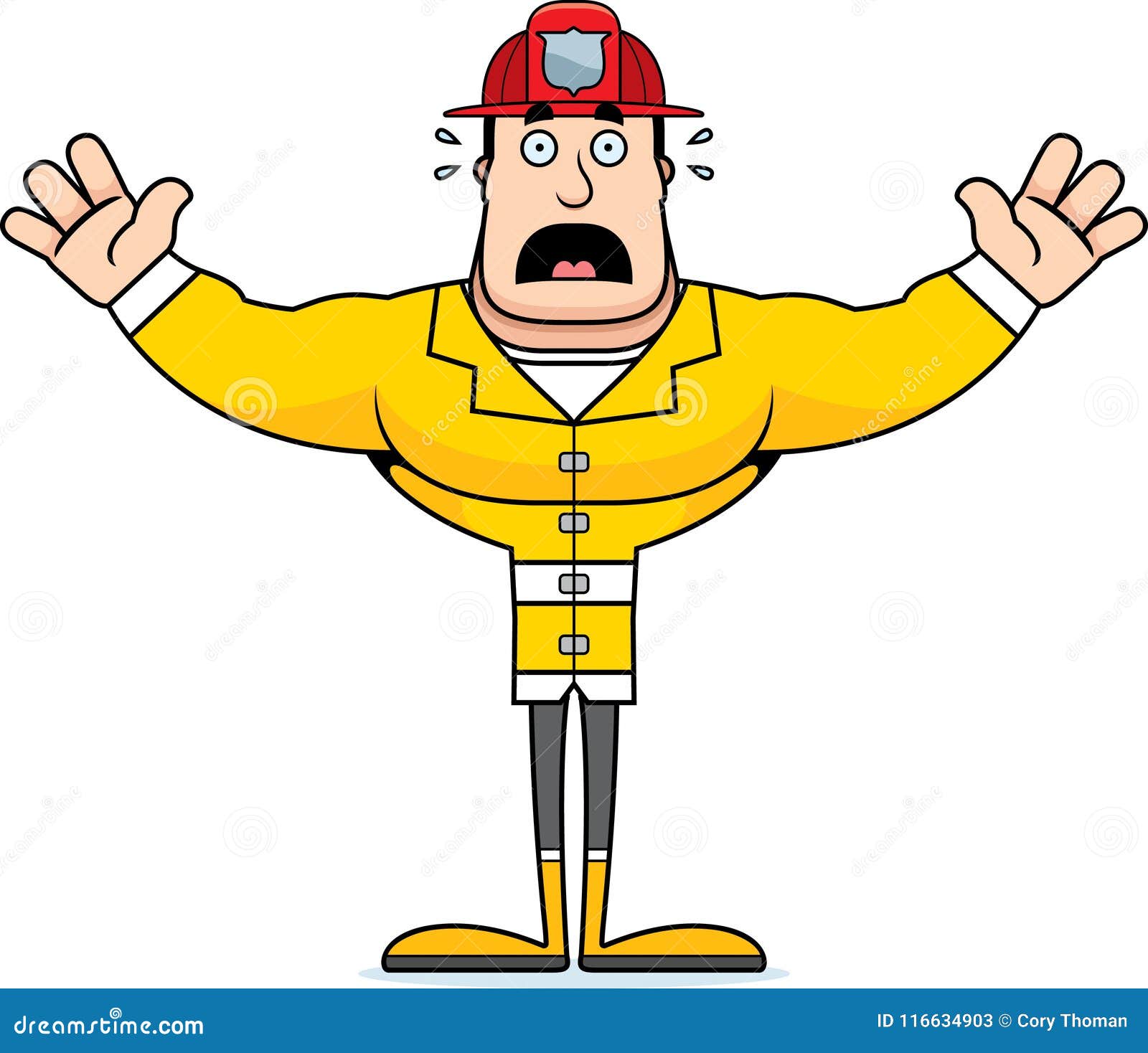 Cartoon Scared Firefighter stock vector. Illustration of graphic ...