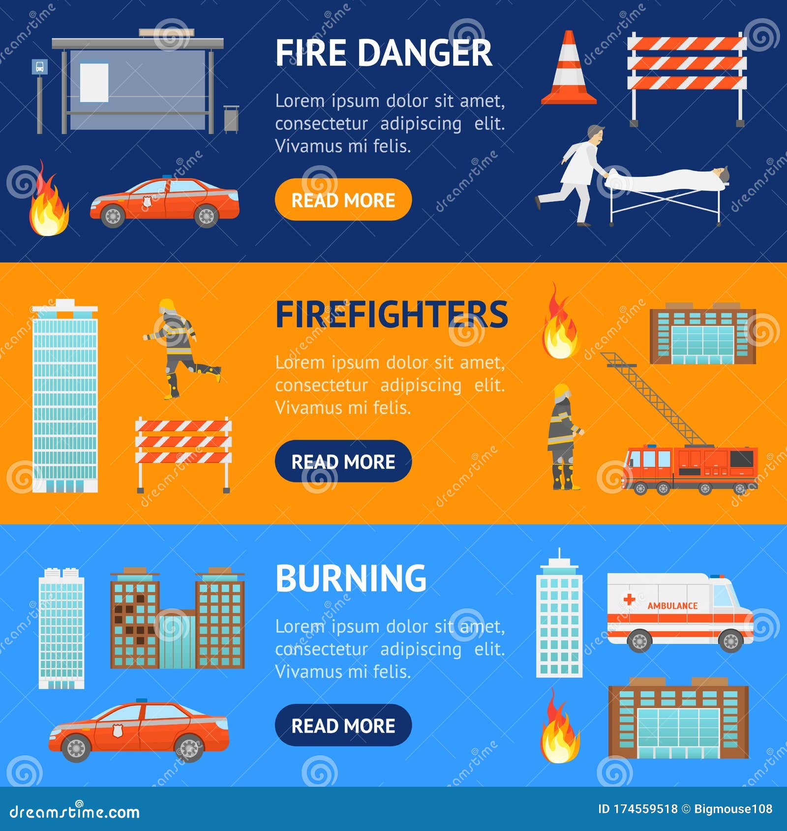 Firefighting Horizontal Banner Cartoon Vector | CartoonDealer.com ...