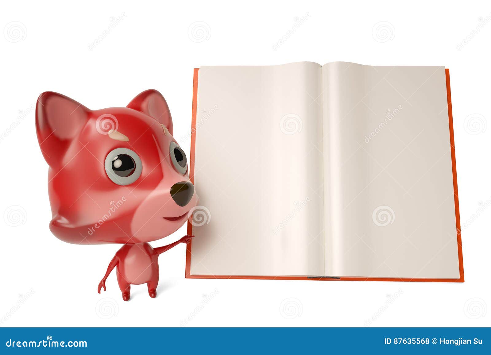 A Cartoon Firefox with a Book. 3D Illustration. Stock Illustration ...