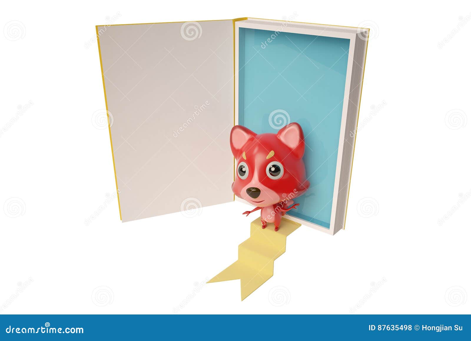 Cartoon Firefox Came Out of the Books,3D Illustration. Stock ...
