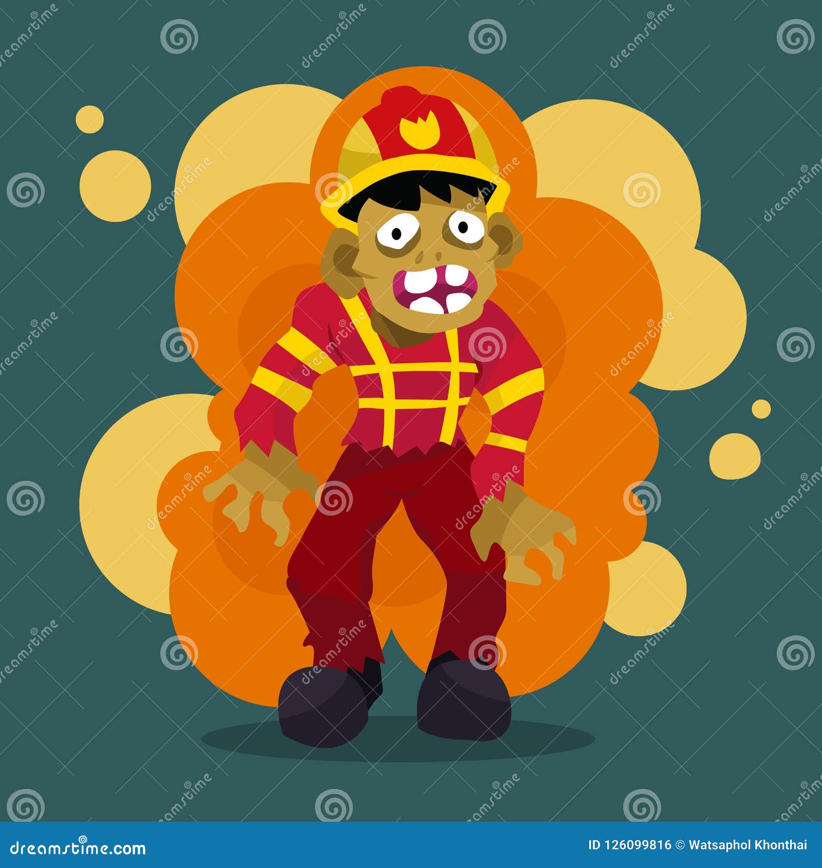 Cartoon Fireman Zombie, Character Illustration Stock Illustration ...