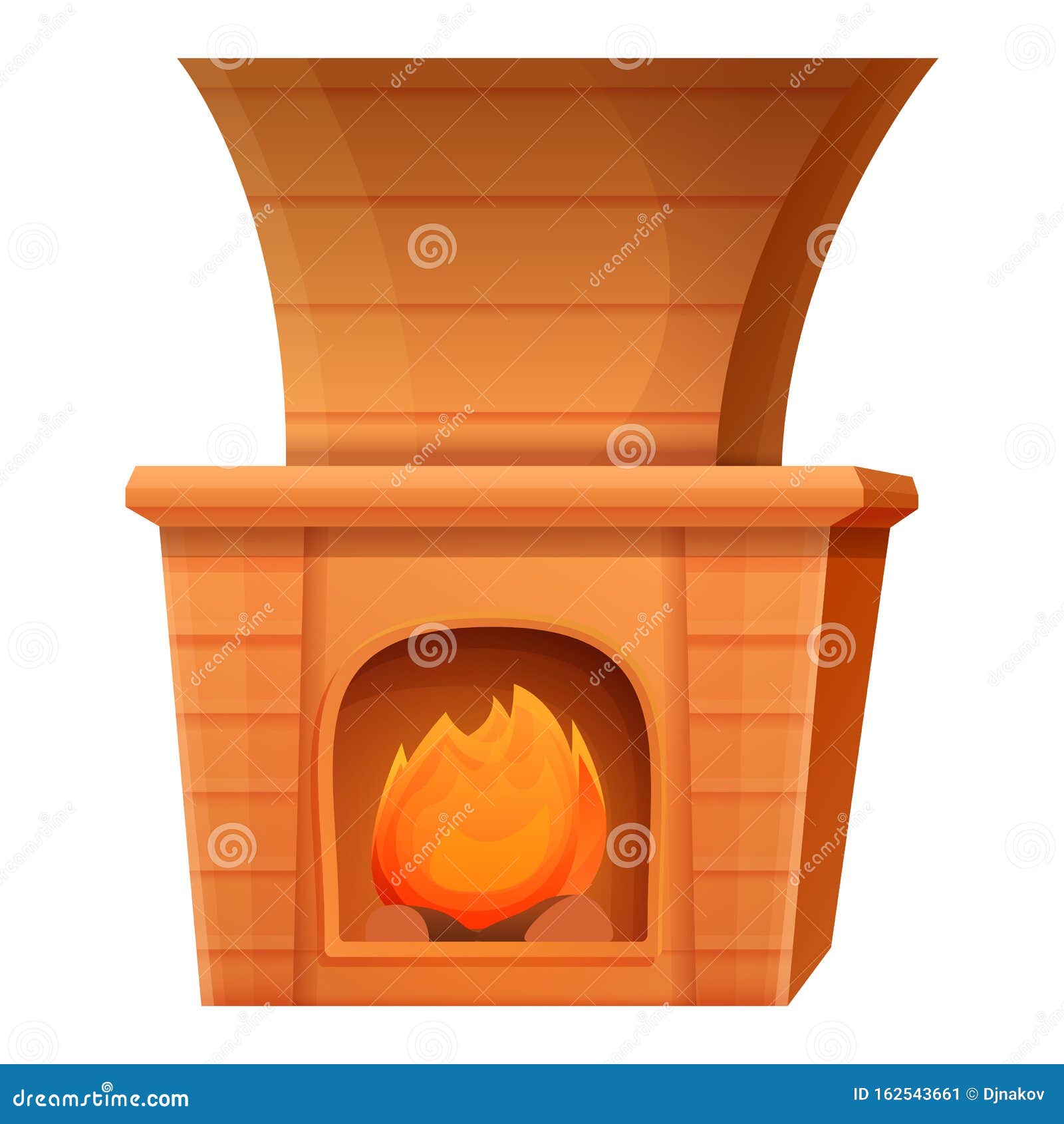 Cartoon Fireplace with Burning Fire Stock Illustration - Illustration ...