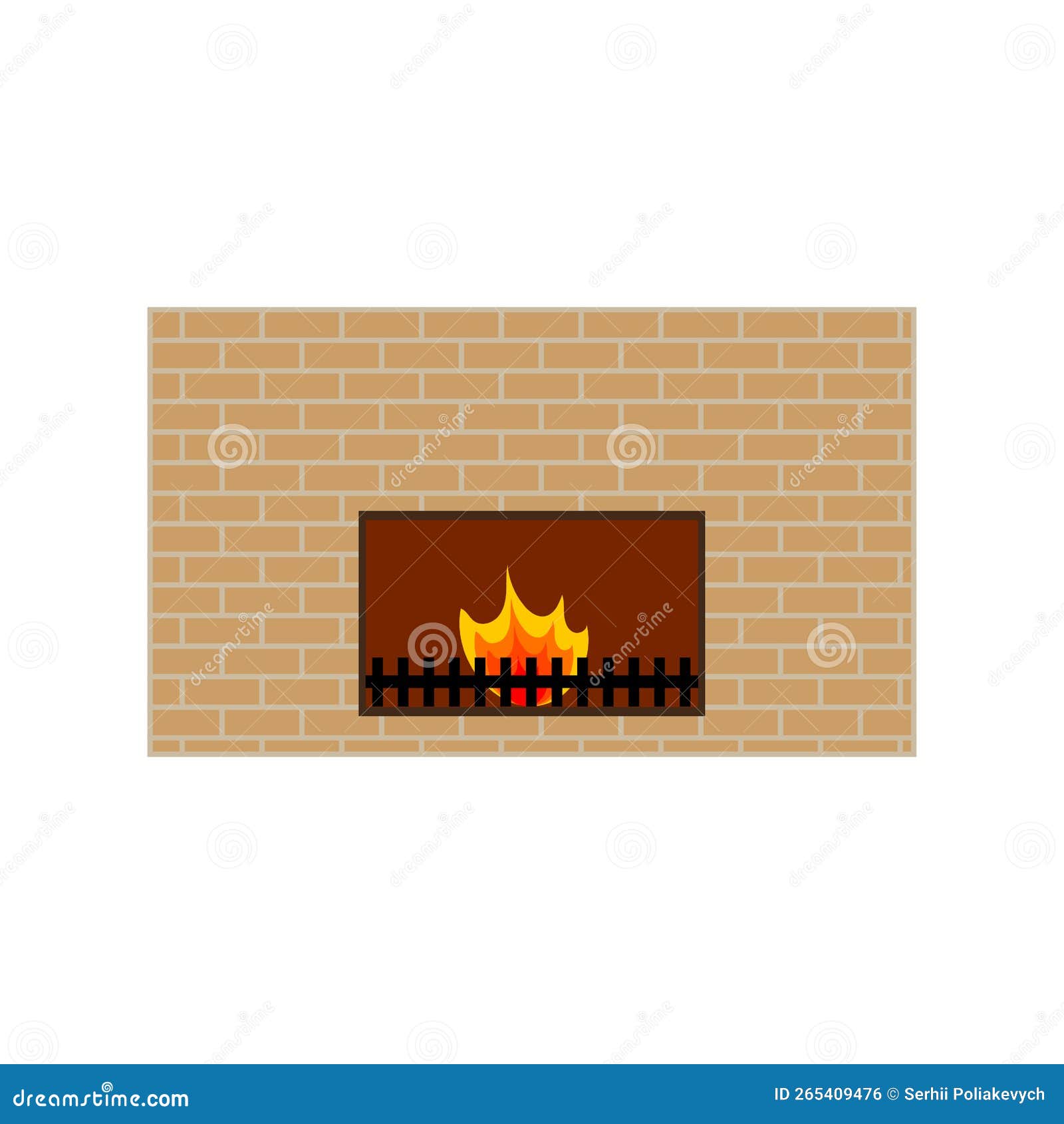 Cartoon Fireplace With Burning Fire Stock Illustration | CartoonDealer ...